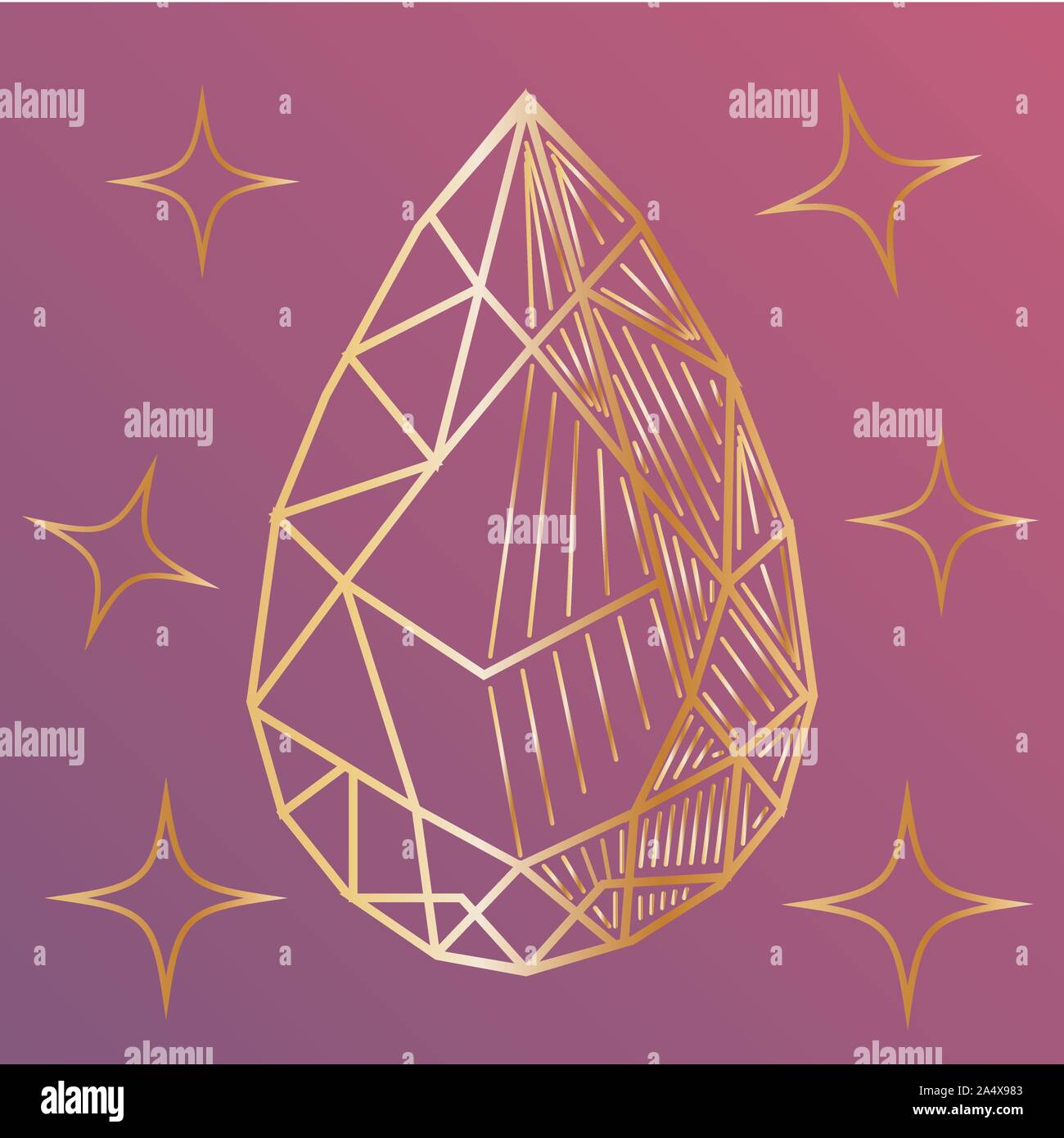 Cute graphic crystals drawn in line art style, design Stock Vector ...