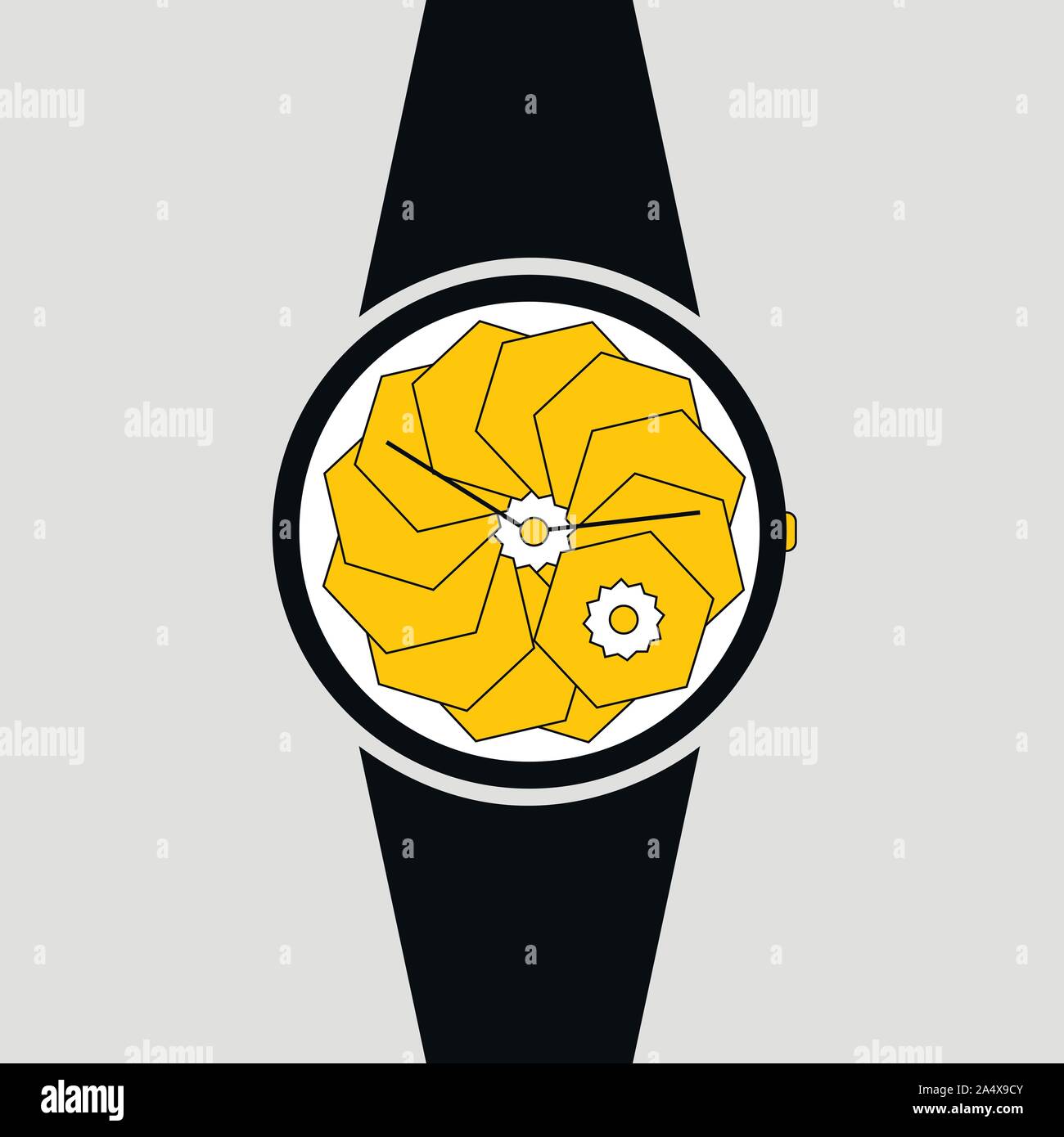Vector analog clock on a wrist icon. Symbol of time management ...