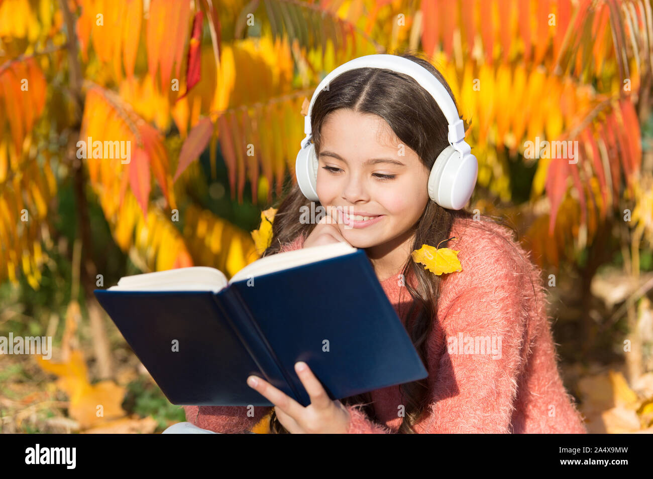 Visual and audio information. Schoolgirl study. Study every day. Girl ...