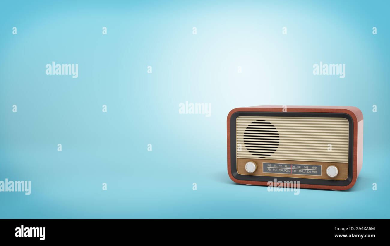 3d rendering of retro-style radio set in brown color with a speaker and ...