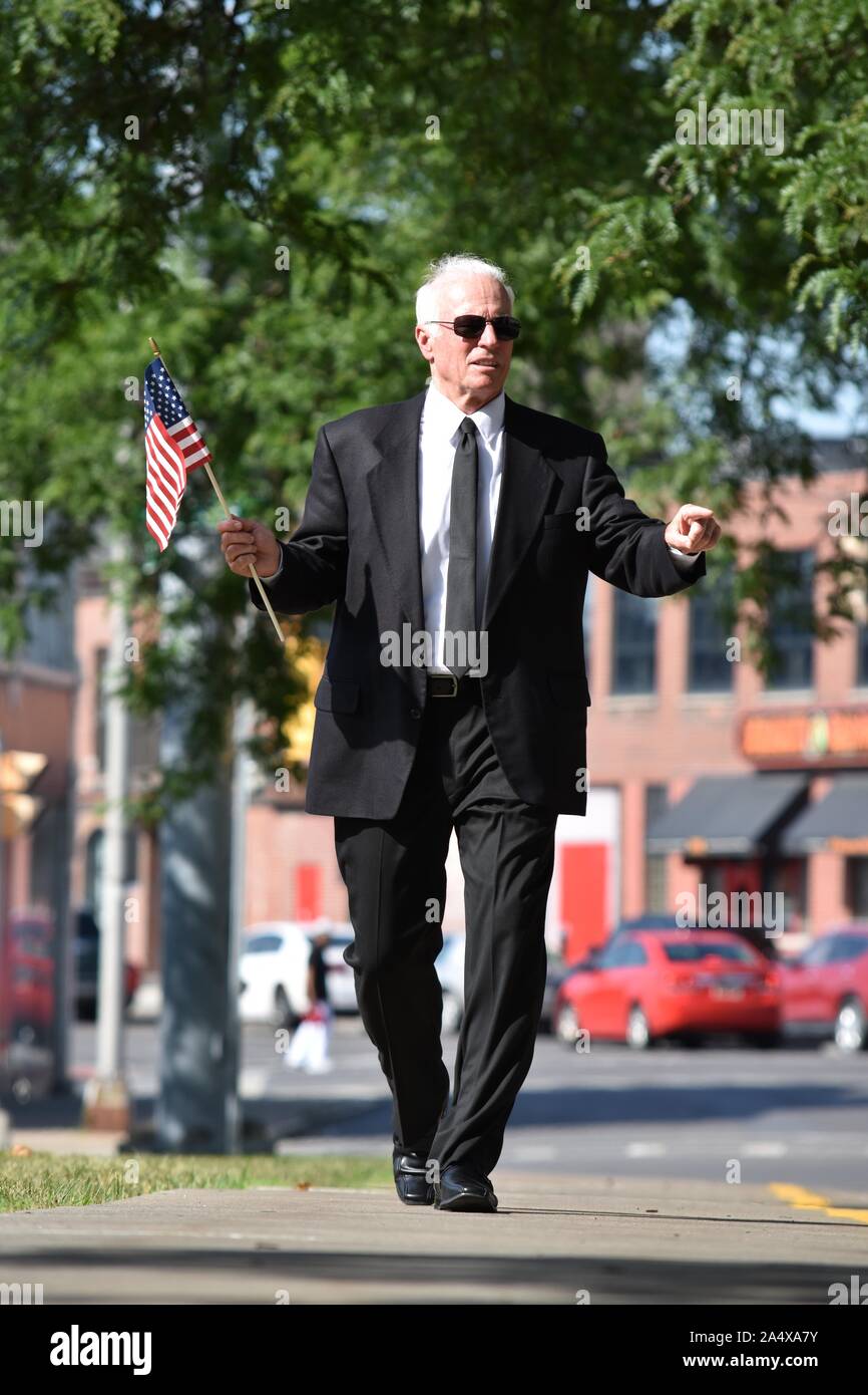 Adult Congressman Portrait Wearing Business Suit With American Flag ...