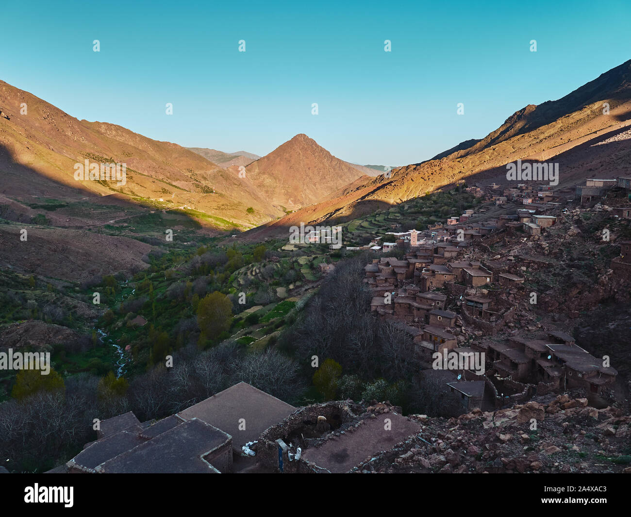 Early morning view of Tacheddirt traditional village and valley in High ...