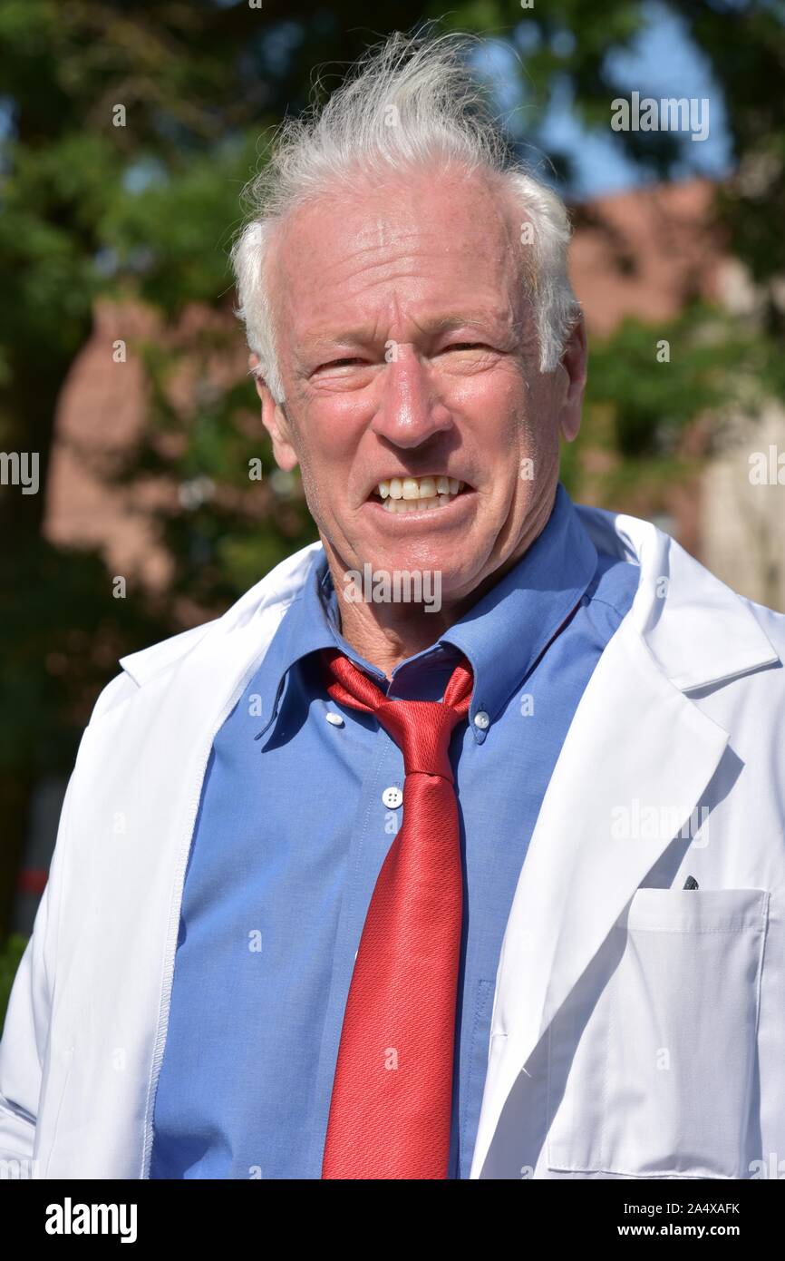Funny Smiling Crazy Science Professor Stock Photo - Alamy