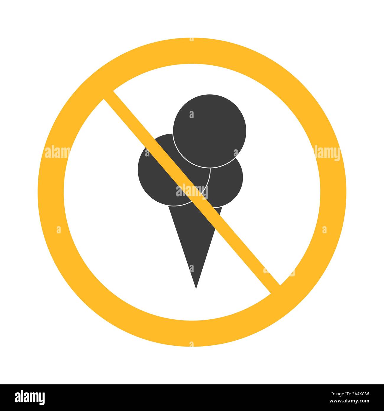 Vector not allowed sign on white background with yellow circle ...