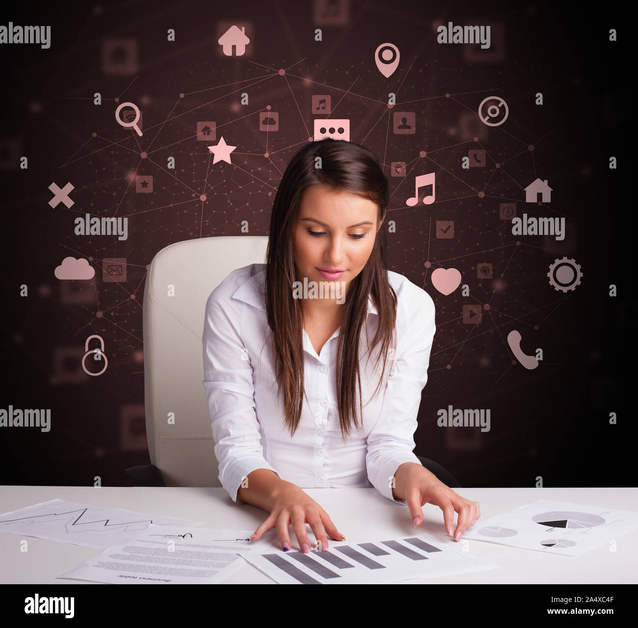 Secretary work with office and multitask concept Stock Photo - Alamy