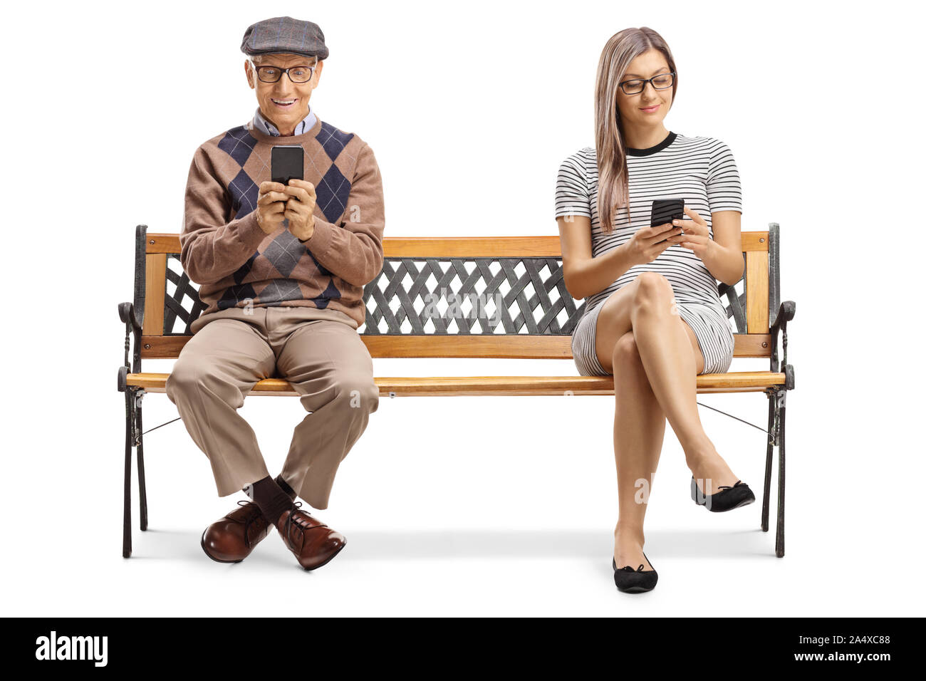 Elderly people sitting on bench Cut Out Stock Images & Pictures - Alamy
