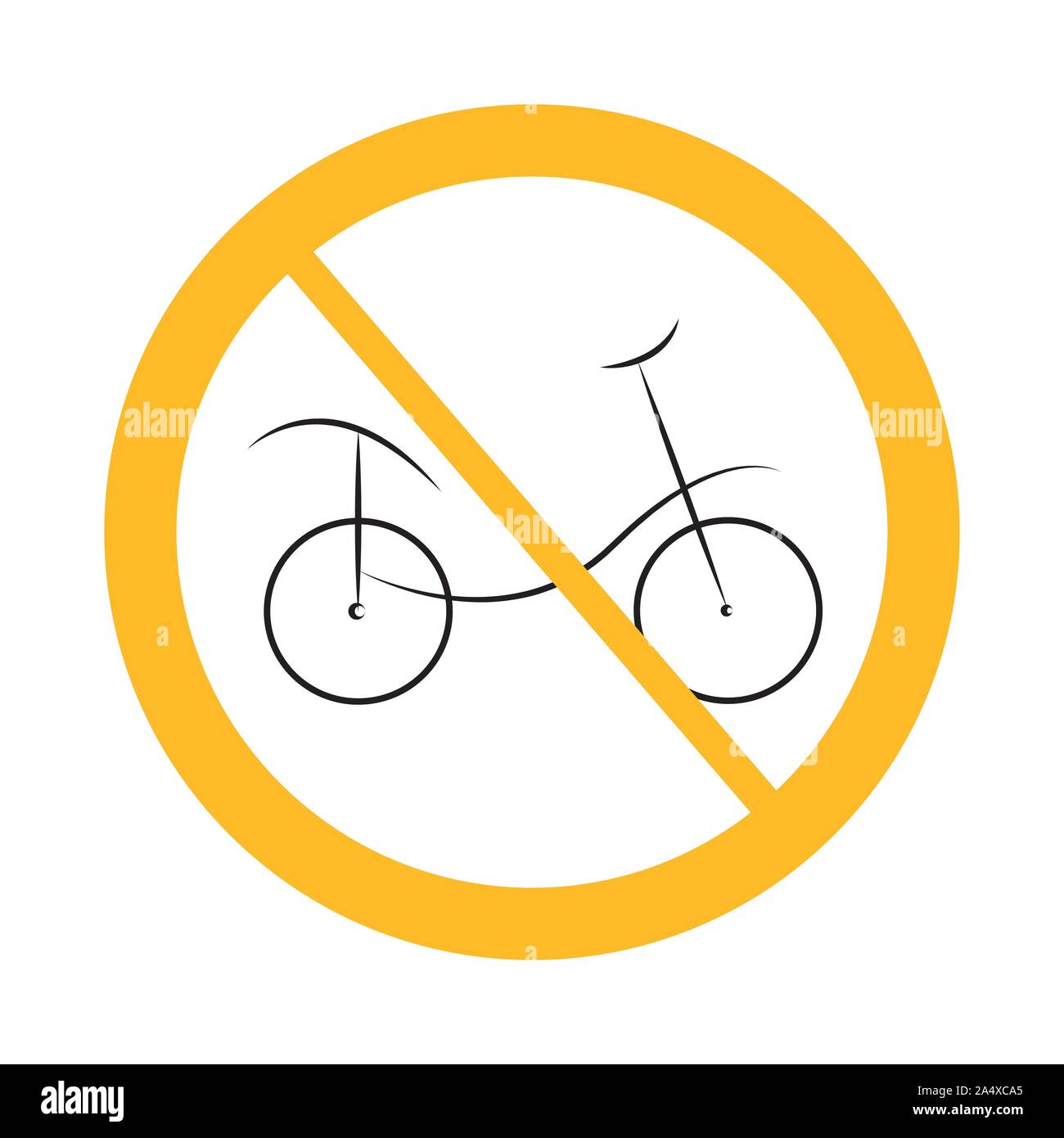 Vector not allowed sign on white background with yellow circle ...
