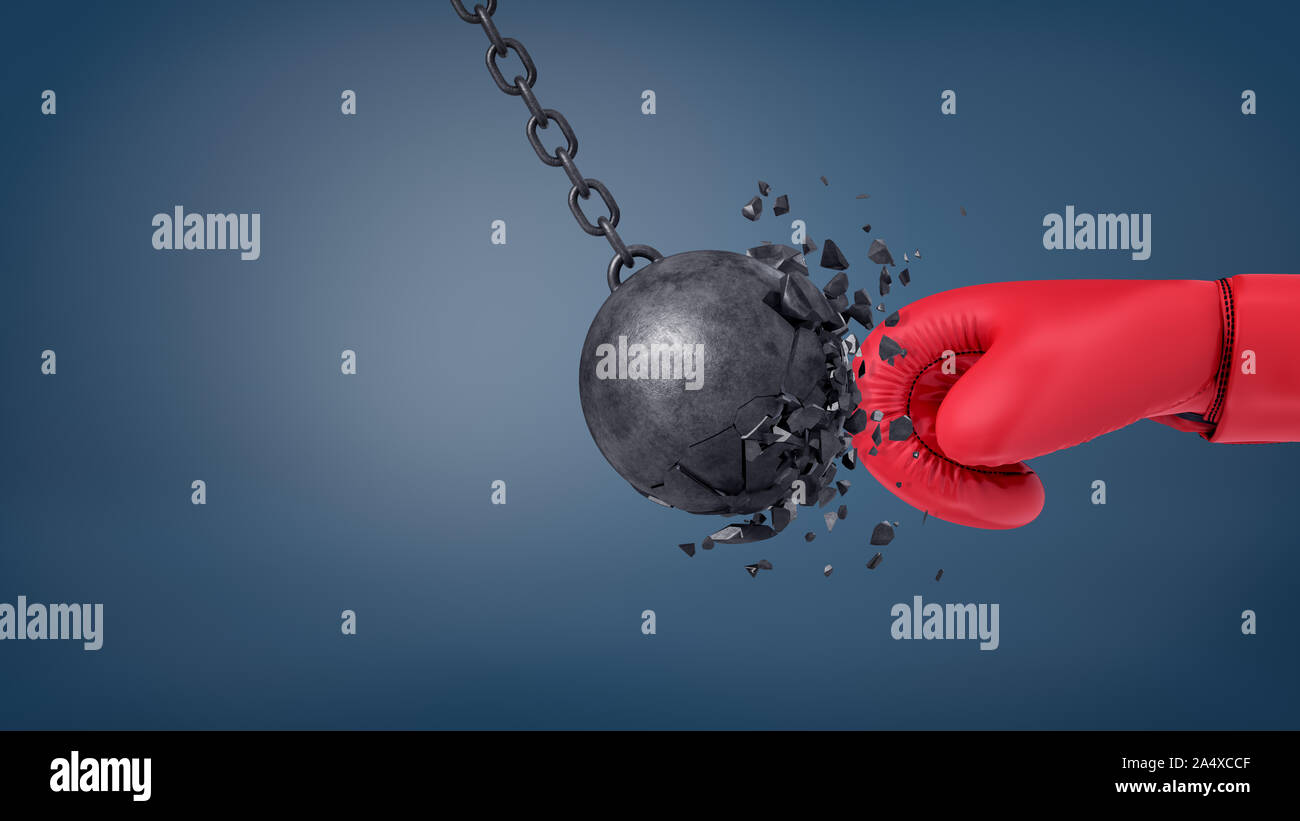 3d rendering of swinging wrecking ball crashes when collides with a ...