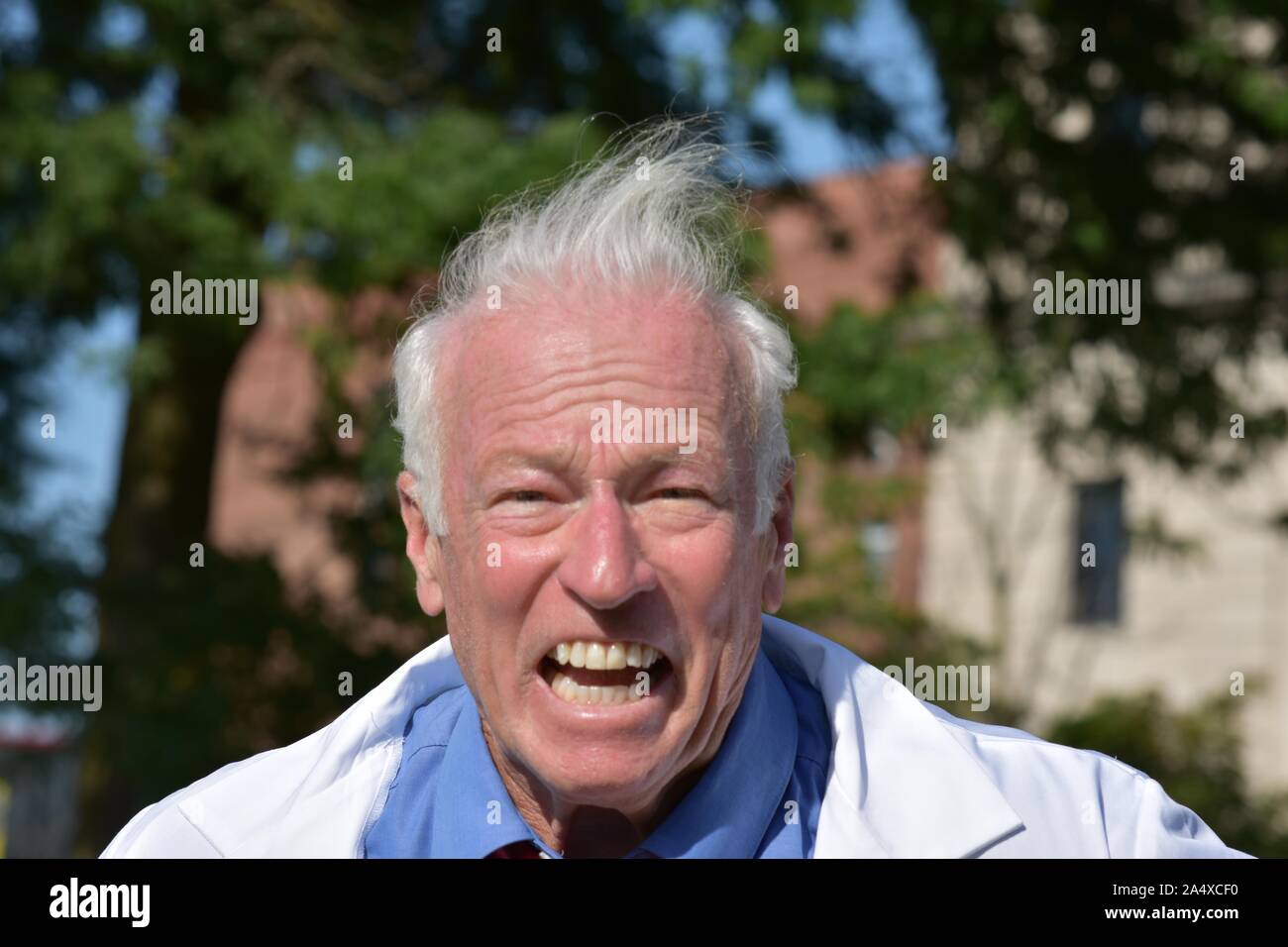 Talking Crazy Science Professor Stock Photo - Alamy