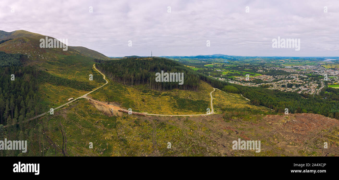 aerial panoramic view of mourne mountain area ,Northern Ireland Stock ...
