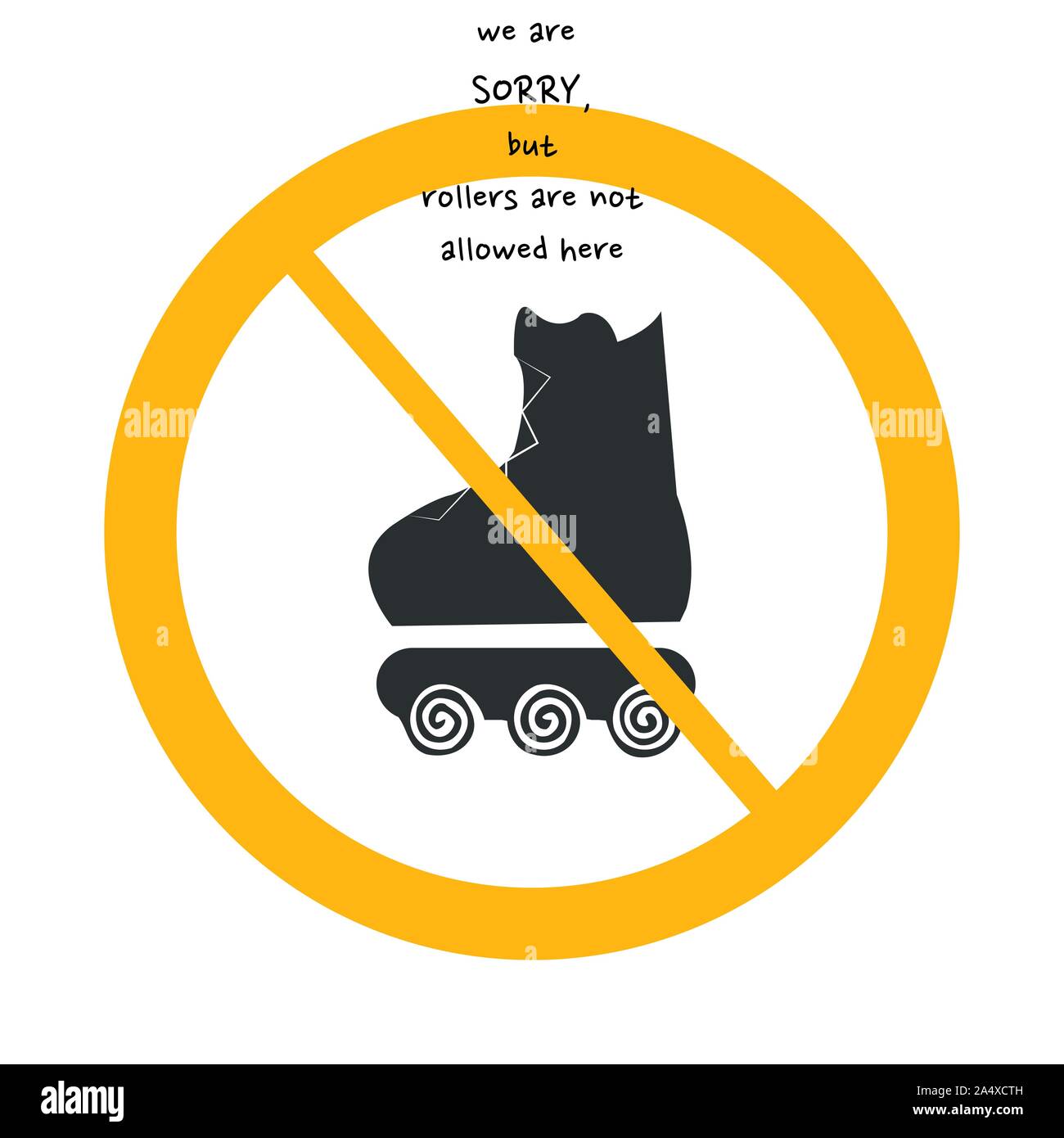 Vector polite not allowed sign on white background with yellow circle ...