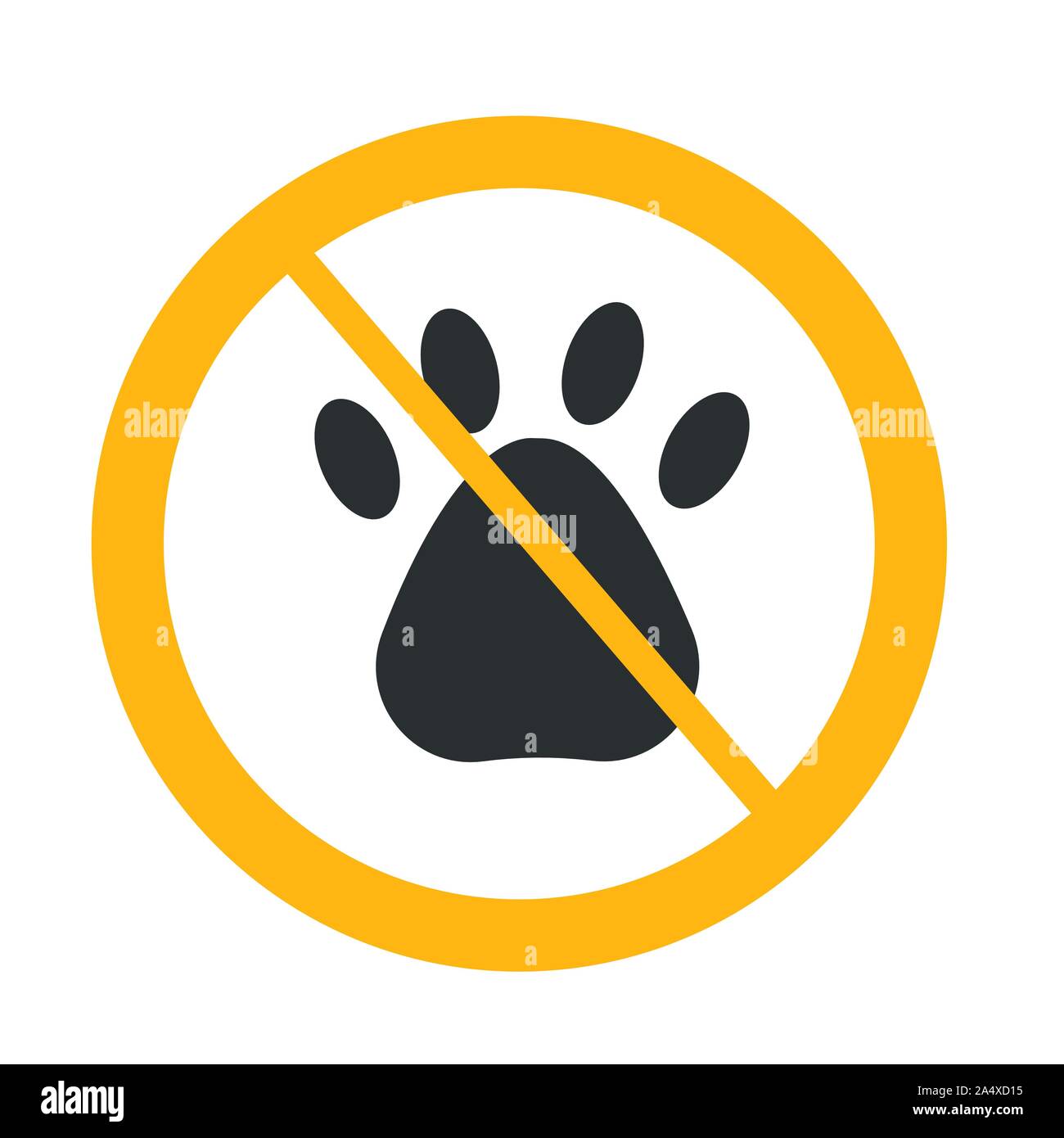 Vector not allowed sign on white background with yellow circle ...