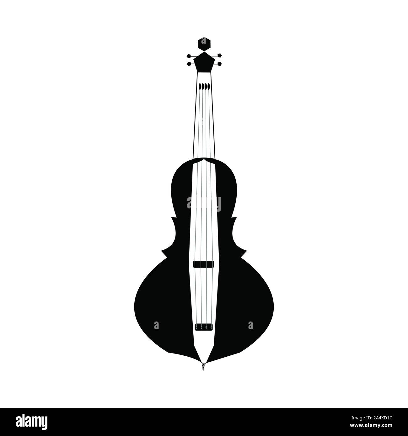Violin in simple black style isolated on white background. Good for ...