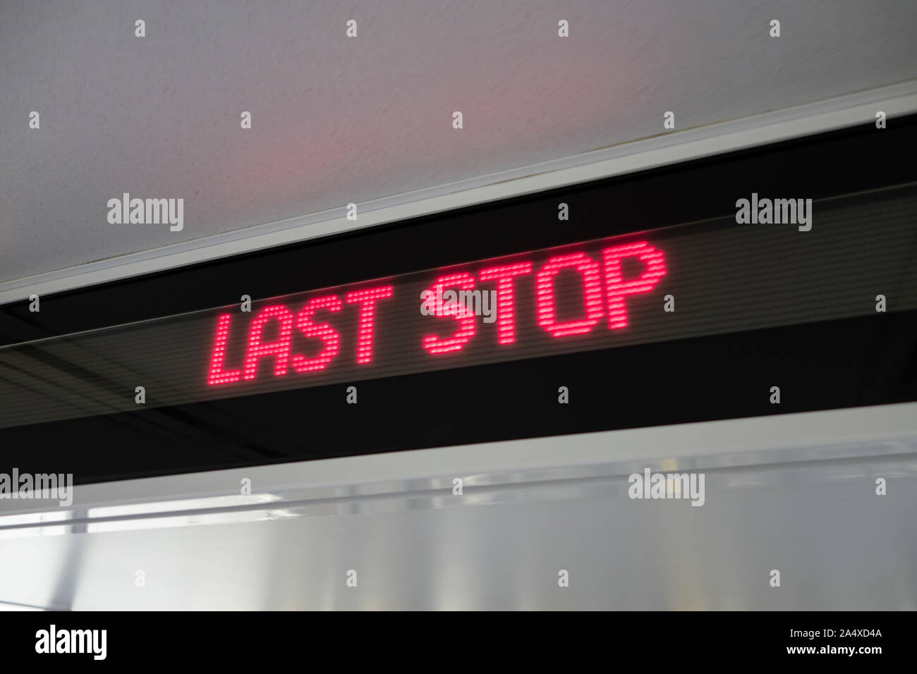 led lighted banner on train indicating last stop Stock Photo - Alamy