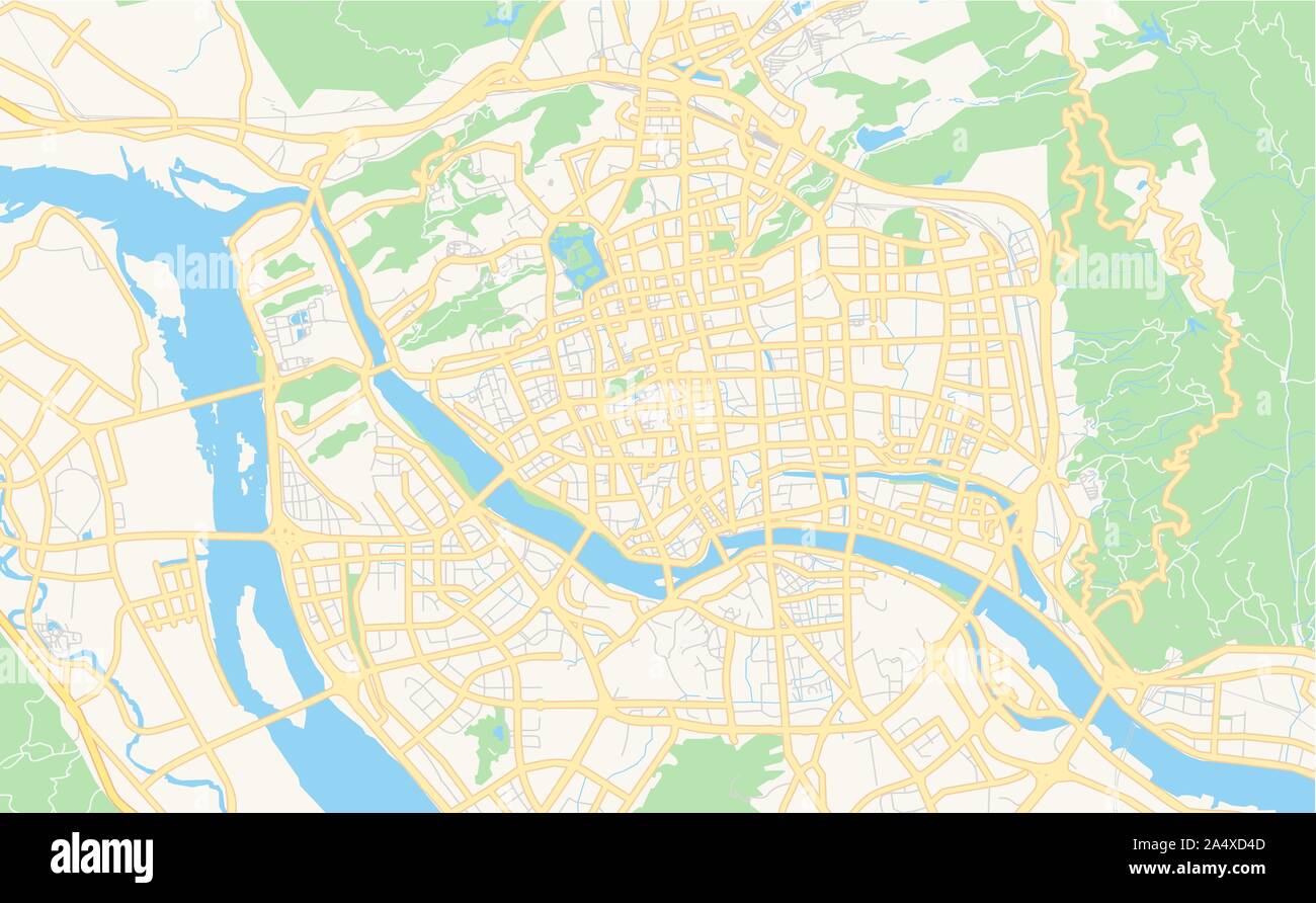 Printable street map of Fuzhou, Province Fujian, China. Map template ...