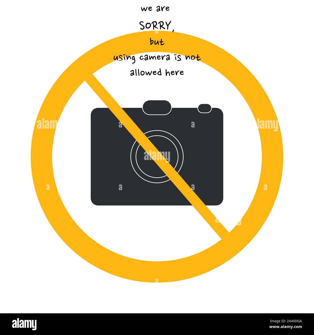 Vector polite not allowed sign on white background with yellow circle ...