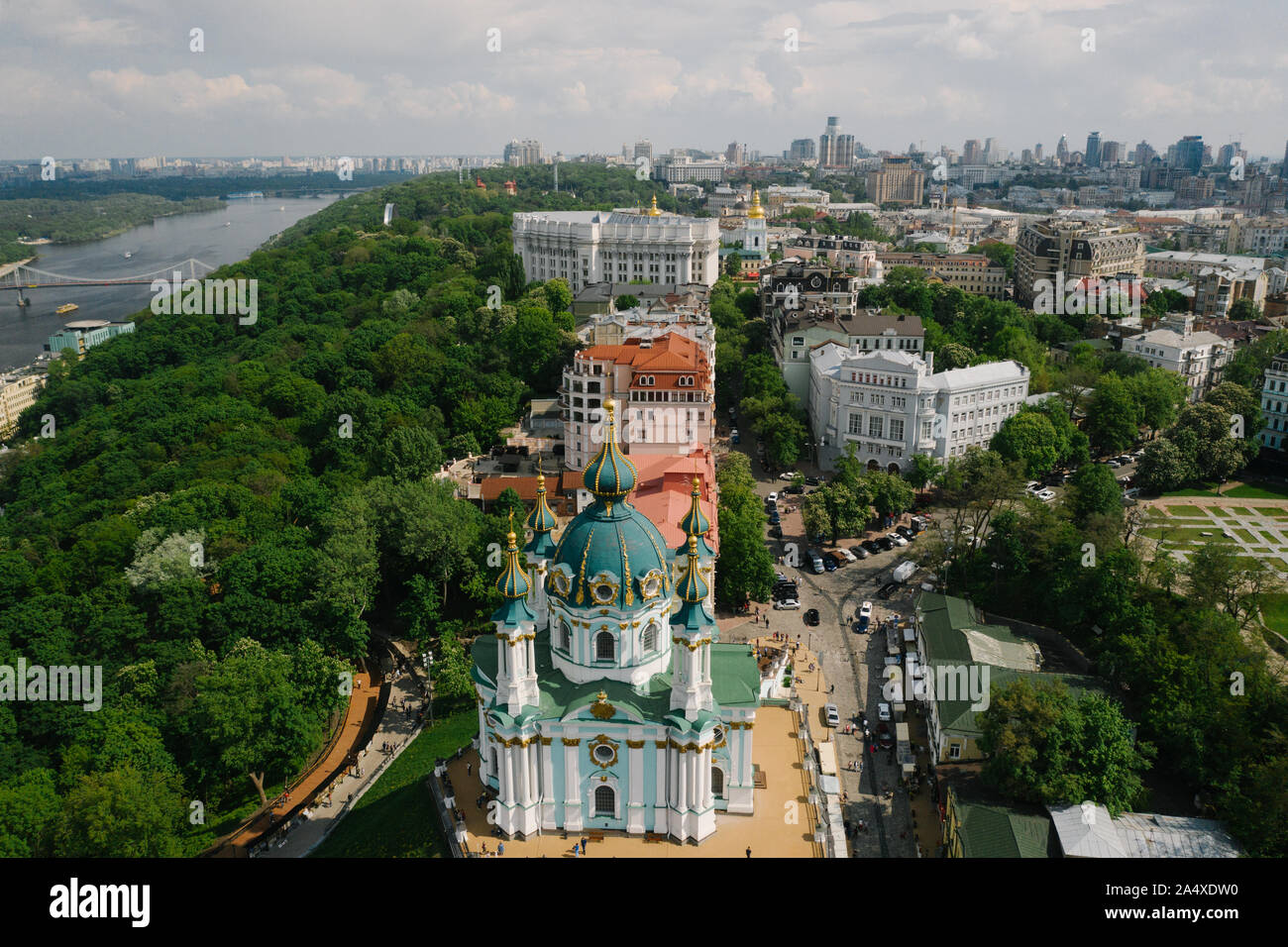 Aerial top view of Saint Andrew's church from above Stock Photo - Alamy