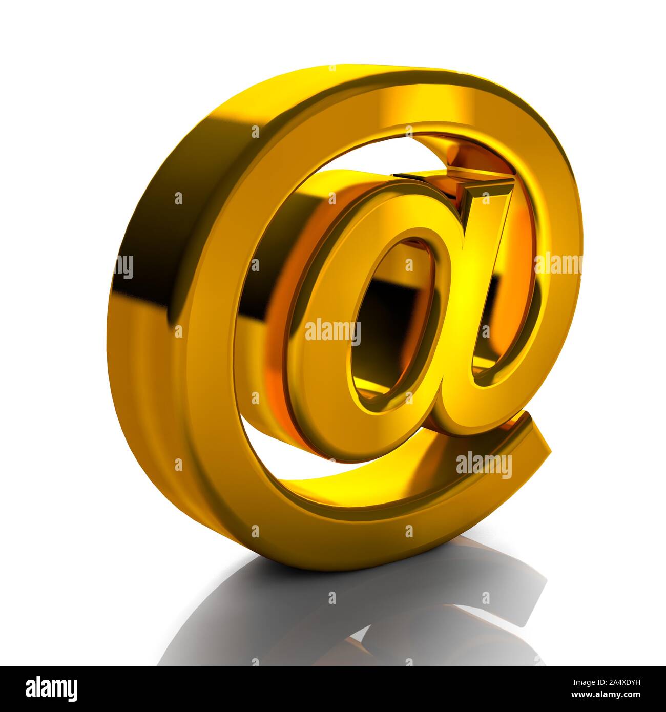 At Sign Symbol 3D Gold Color, 3d render isolated on white background ...