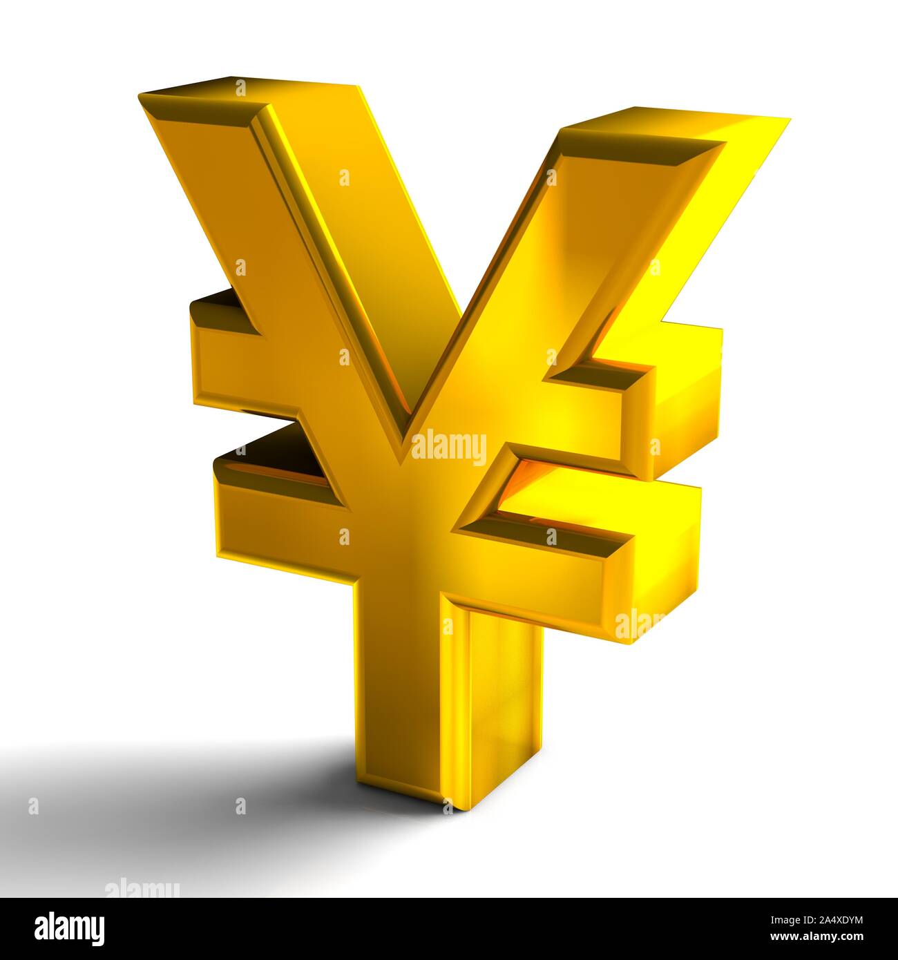 China Yuan Renminbi Currency Symbols Gold Color 3d Render Isolated On