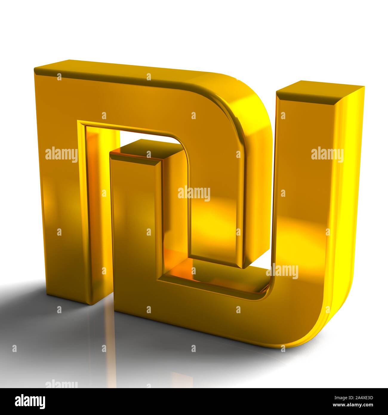 Israel Shekel Currency Symbols Gold Color, 3d render isolated on white ...