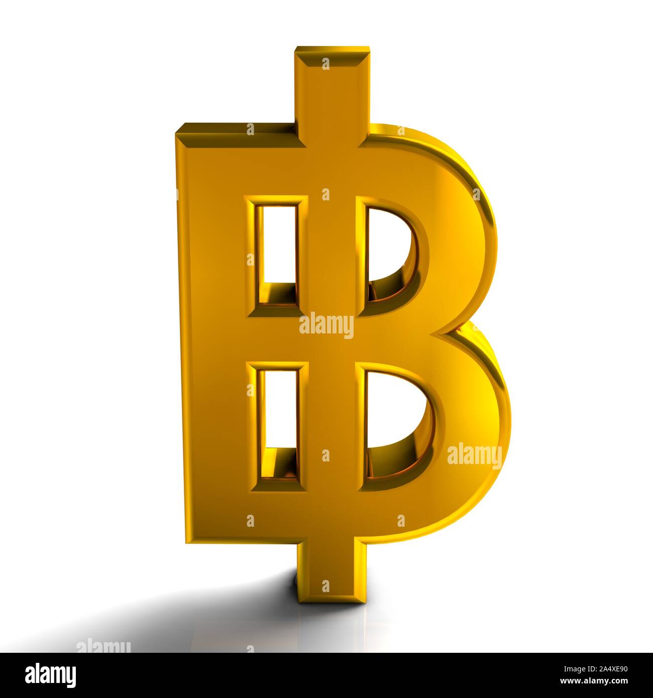 Thailand Baht THB Currency Sign Symbols Gold Color, 3d render isolated ...