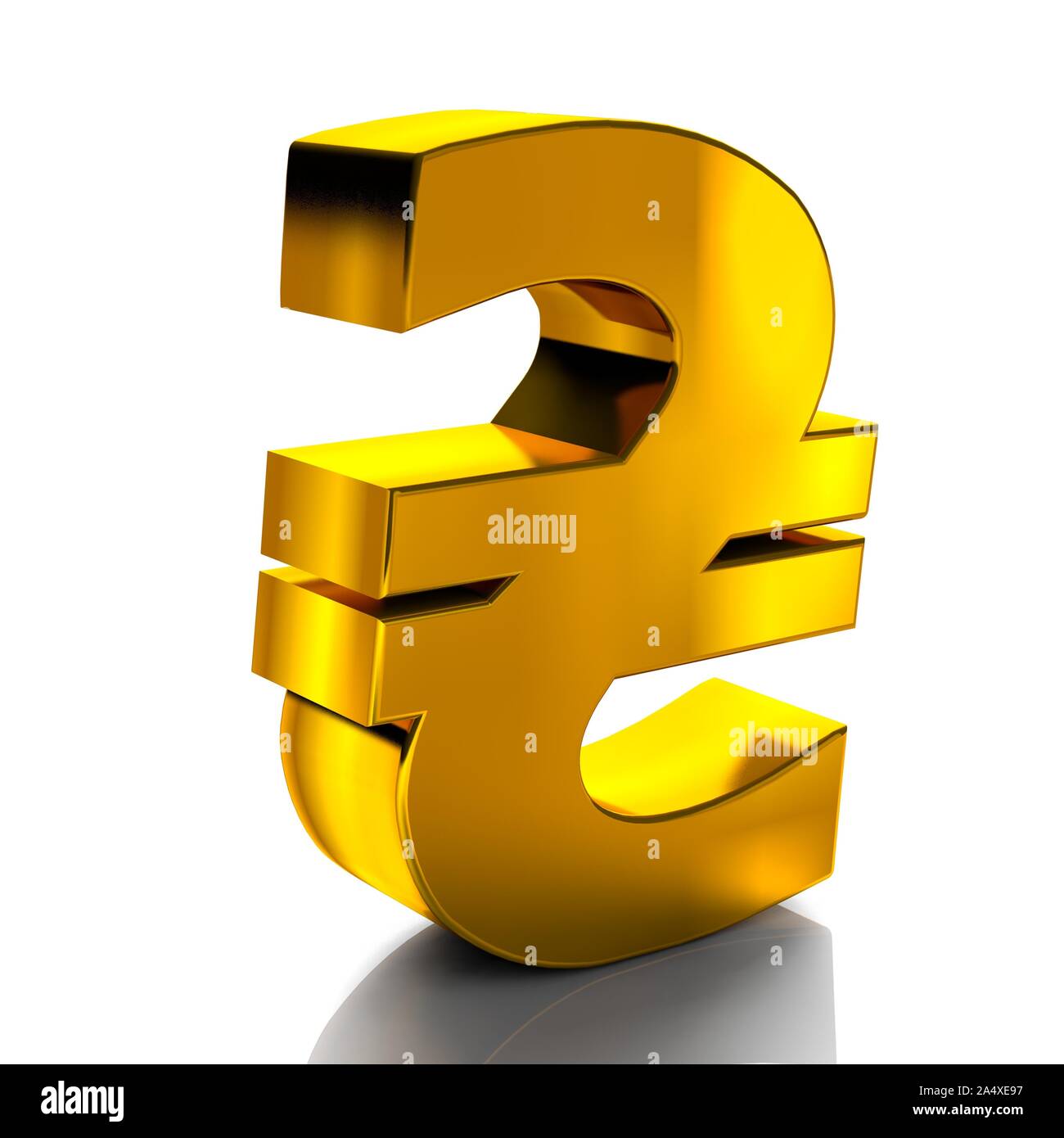 Ukraine Hryvnia Currency Sign Symbols Gold Color, 3d render isolated on ...