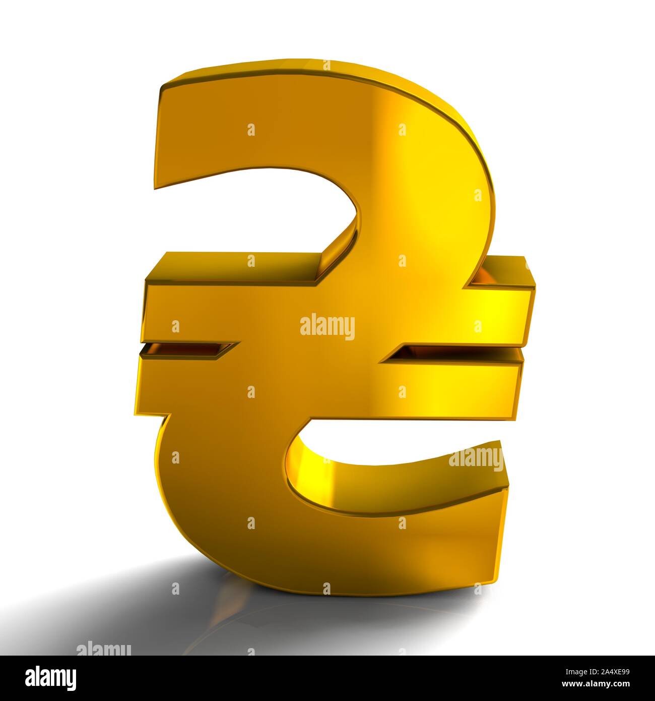 Ukraine Hryvnia Currency Sign Symbols Gold Color, 3d render isolated on ...