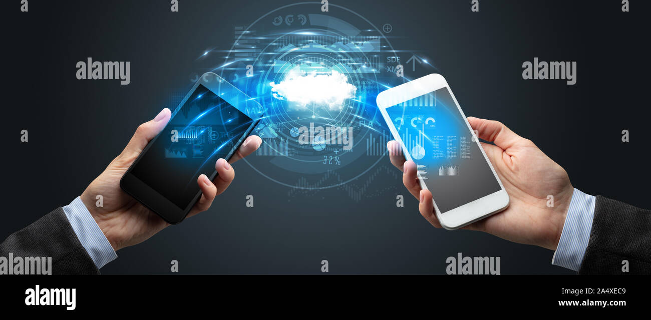 Two smart phones technology transfer hi-res stock photography and ...