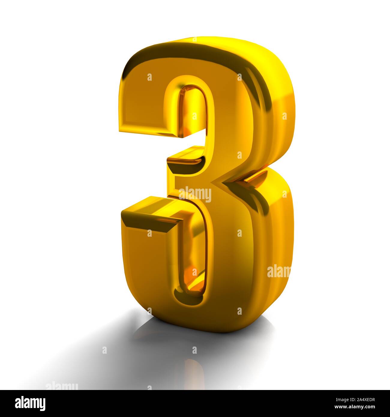 3d shiny golden number 3 one collection, high quality 3d render ...