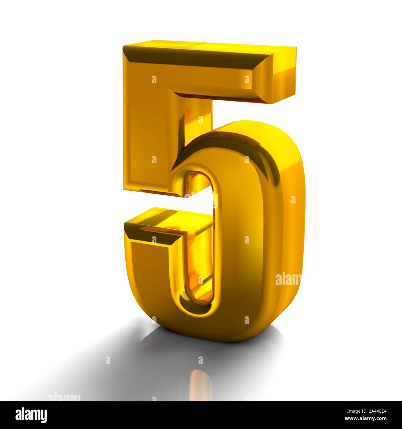 3d shiny golden number 5 one collection, high quality 3d render ...