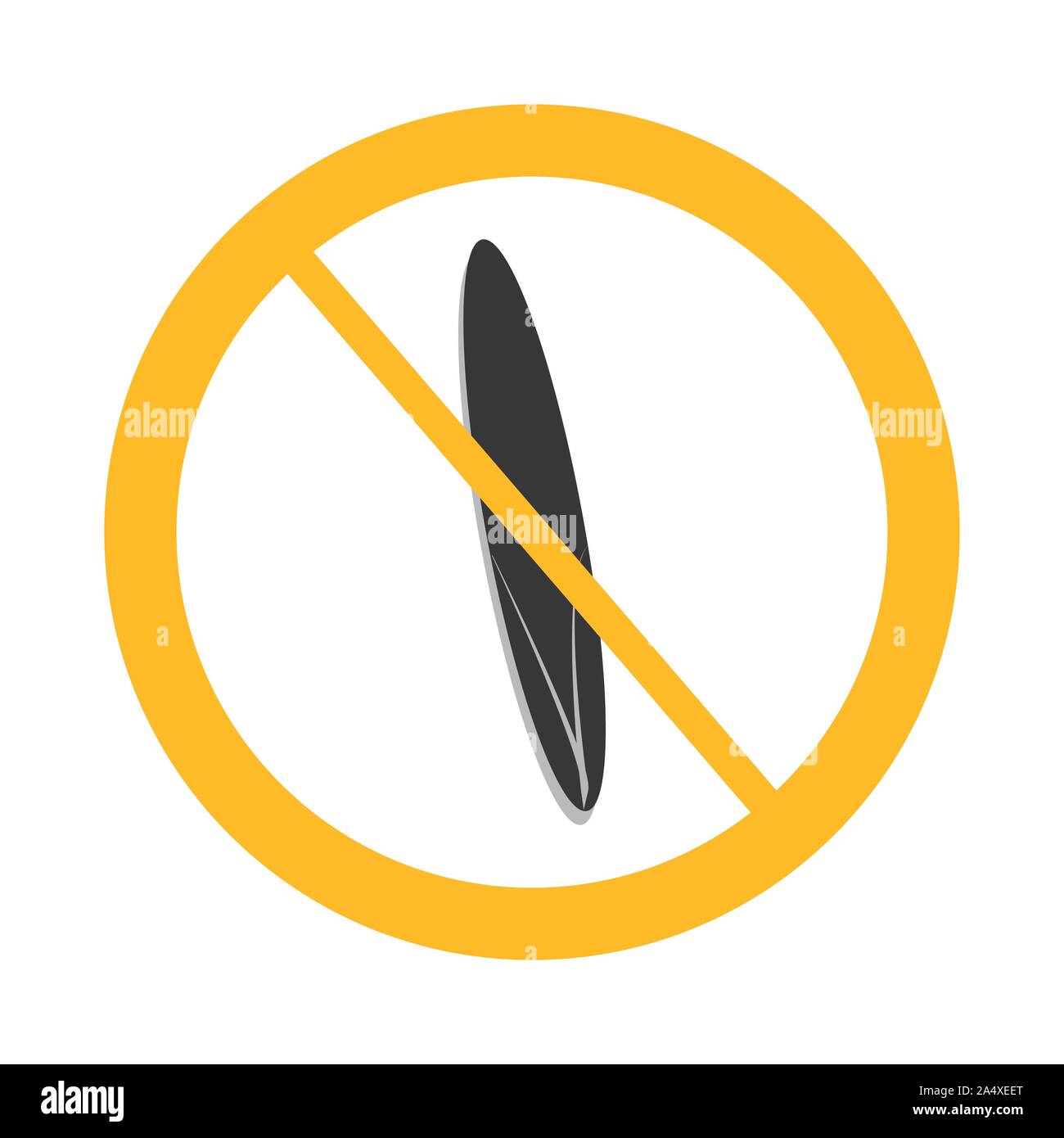 Vector not allowed sign on white background with yellow circle ...