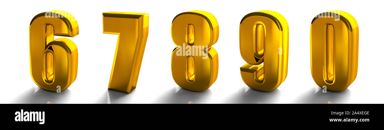3d shiny golden number 6 to 9 and 0 one collection, high quality 3d ...