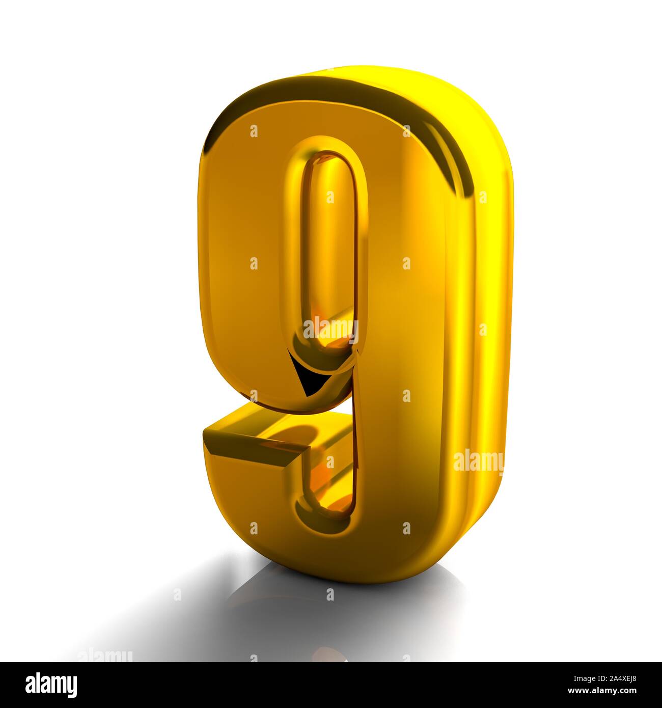 3d shiny golden number 9 one collection, high quality 3d render ...