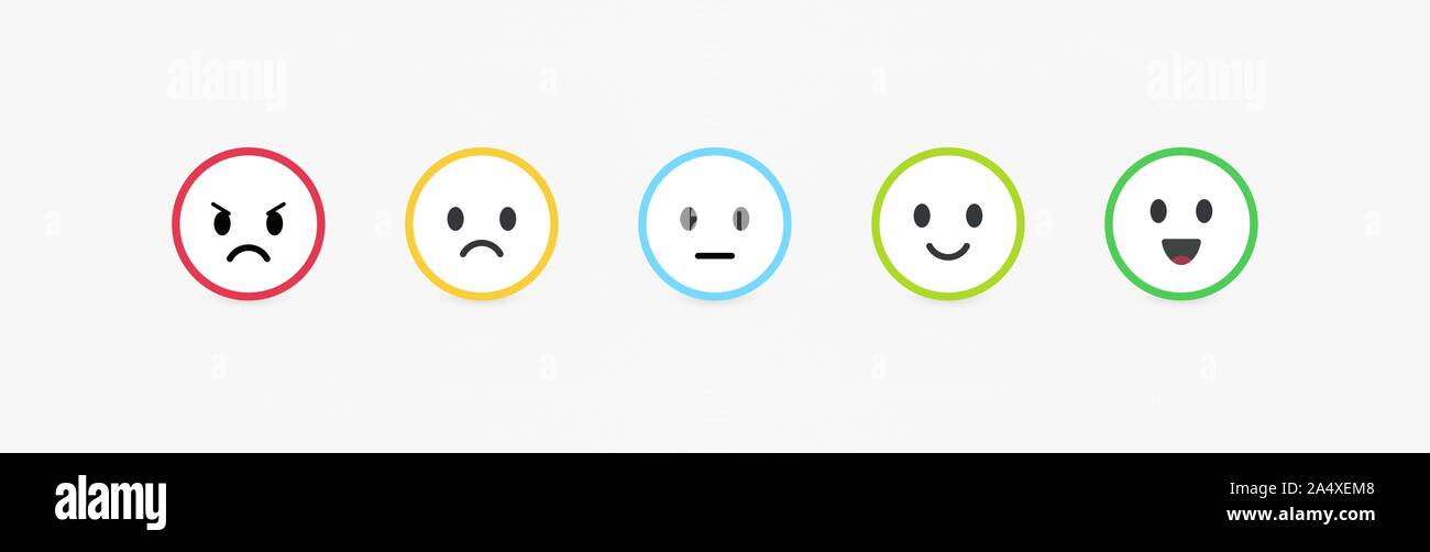 Set of vector emoticons with different emotions. Feedback scale ...