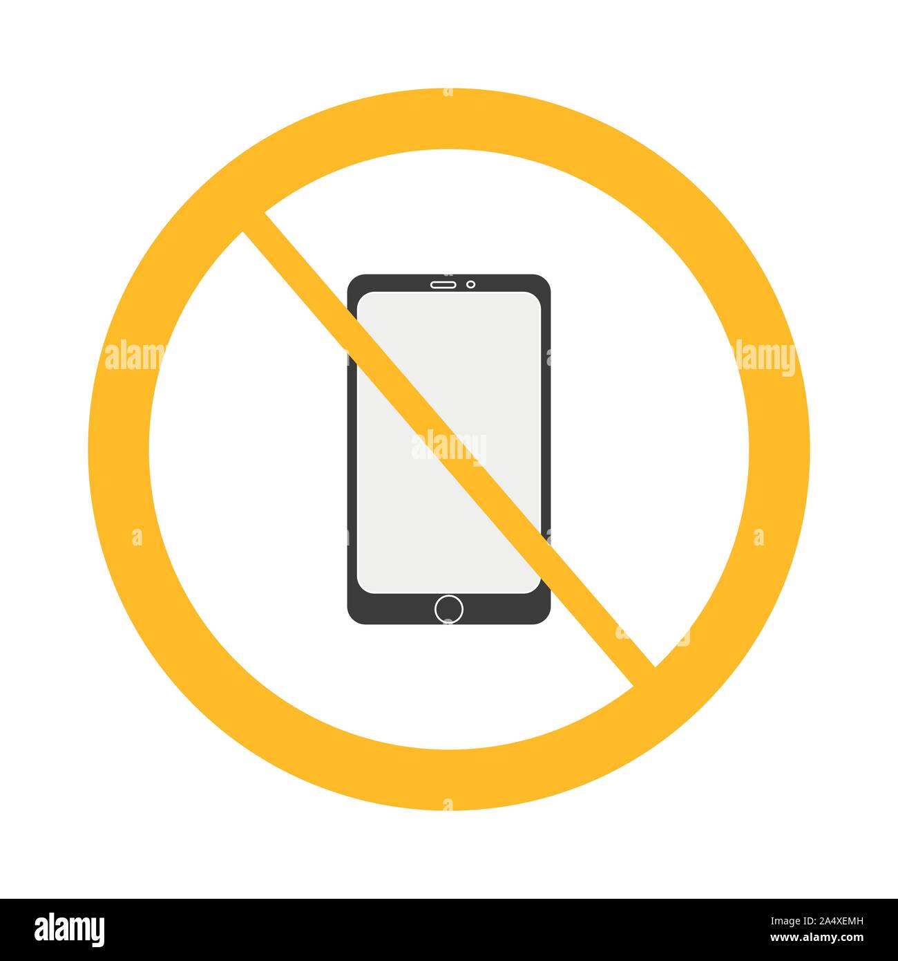 Vector not allowed sign on white background with yellow circle ...