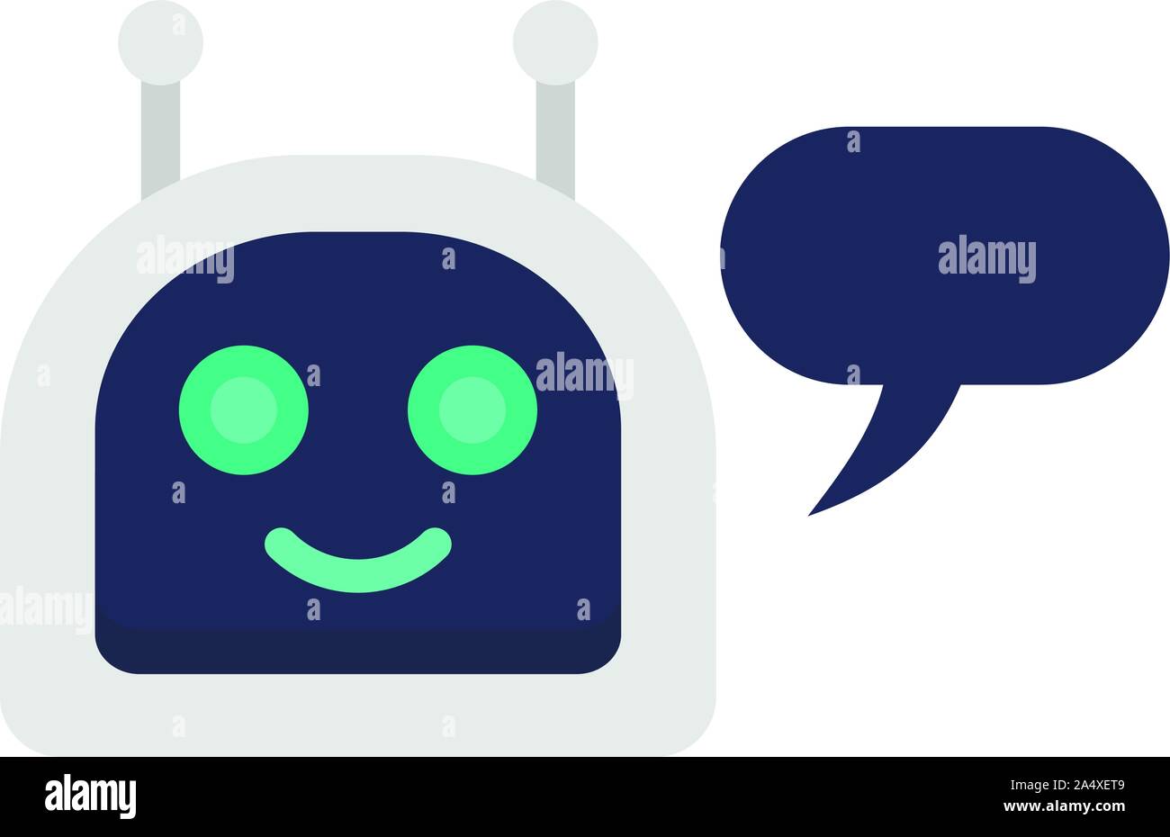 Happy chatbot icon. Flat illustration of happy chatbot vector icon for ...
