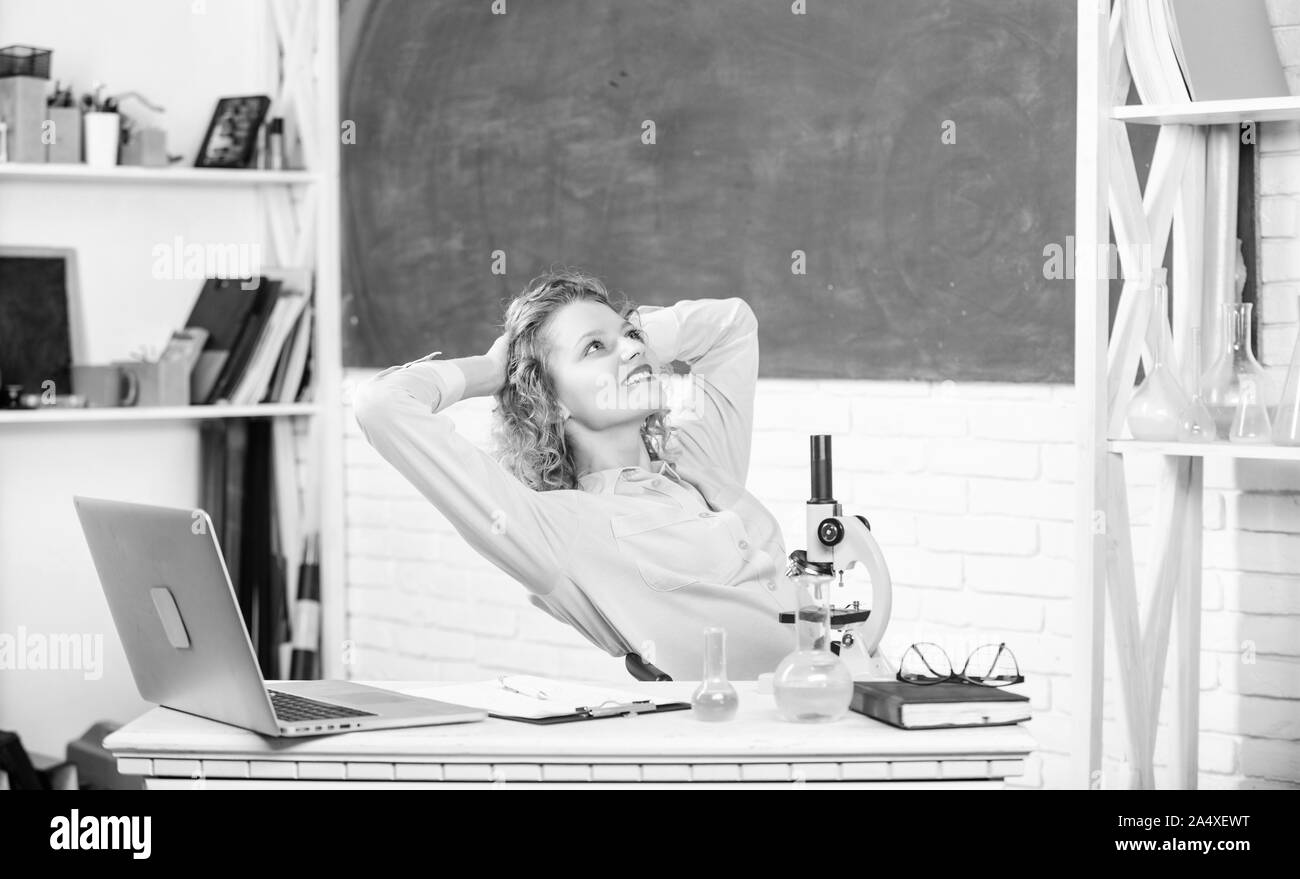 School pedagogue occupation. Stretching after hard working day. Just ...