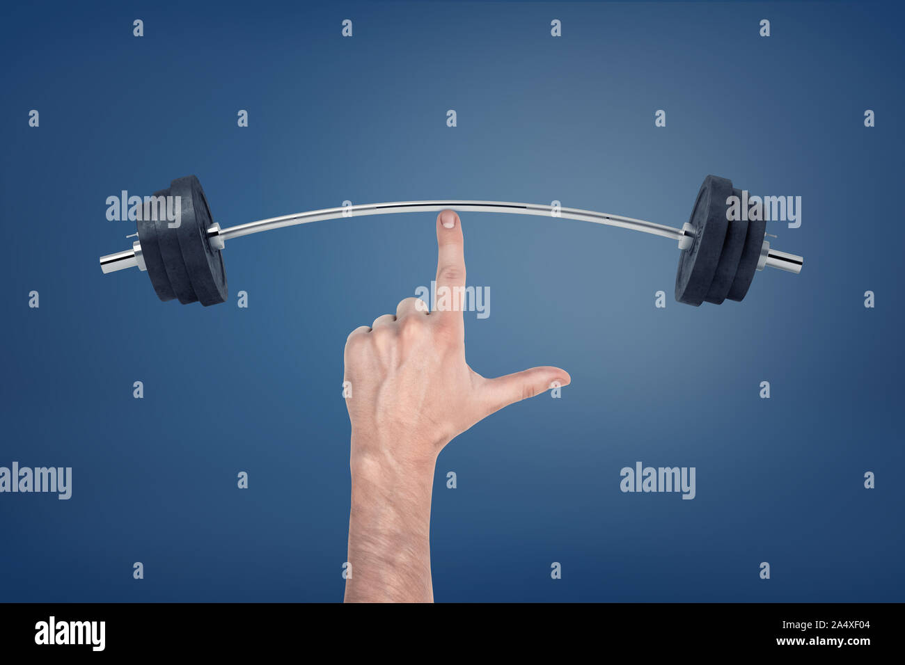 Large male hand with a pointed index finger touching a bent ...