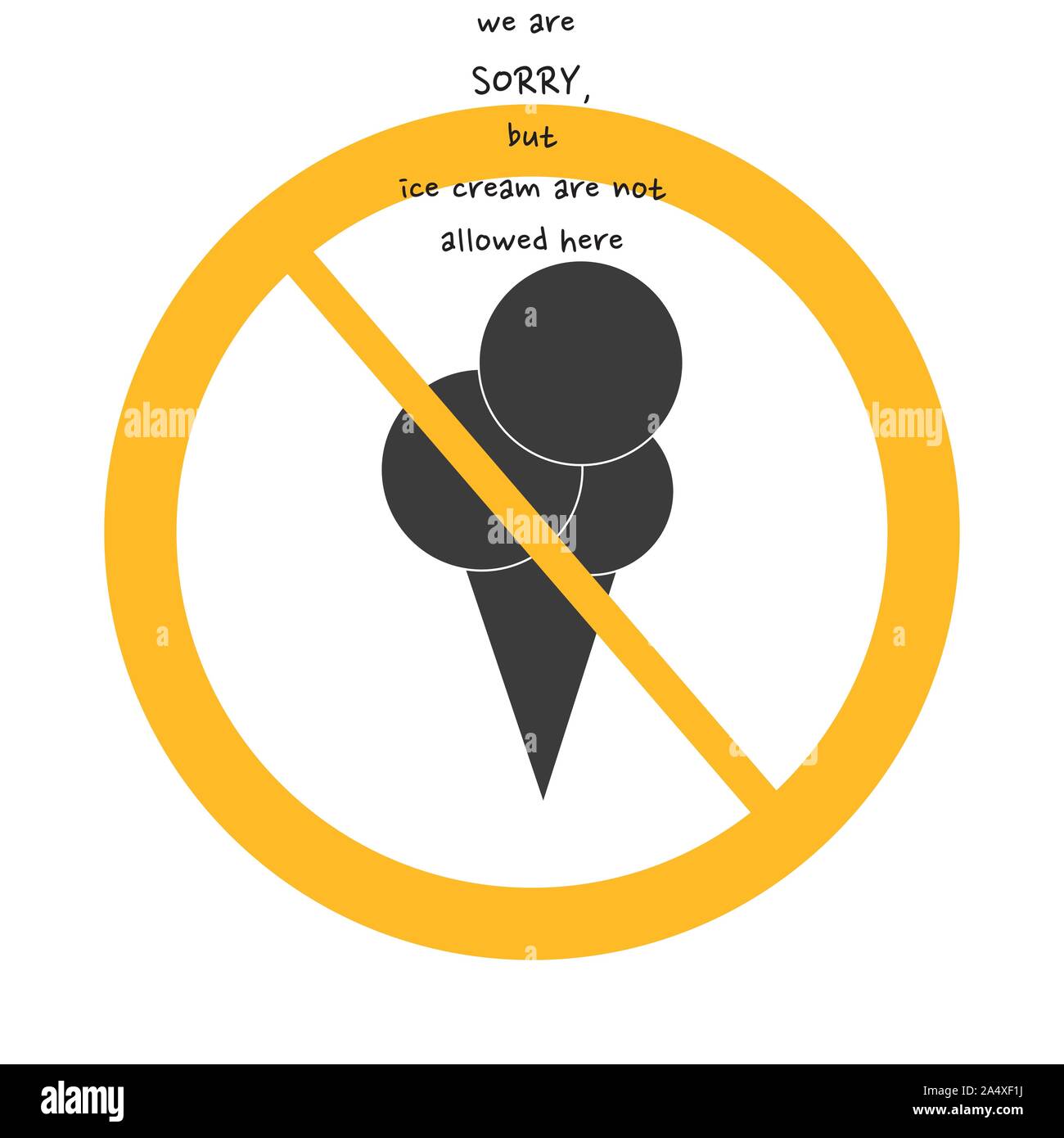 Vector polite not allowed sign on white background with yellow circle ...