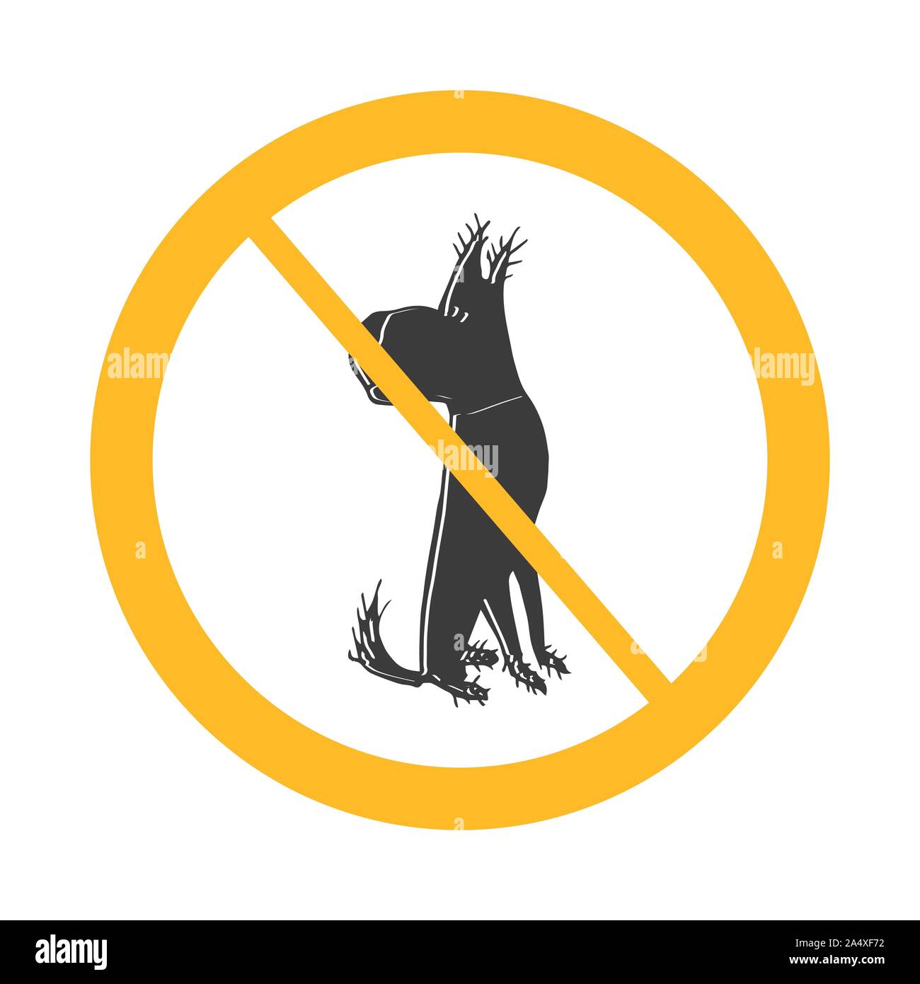 Vector not allowed sign on white background with yellow circle ...