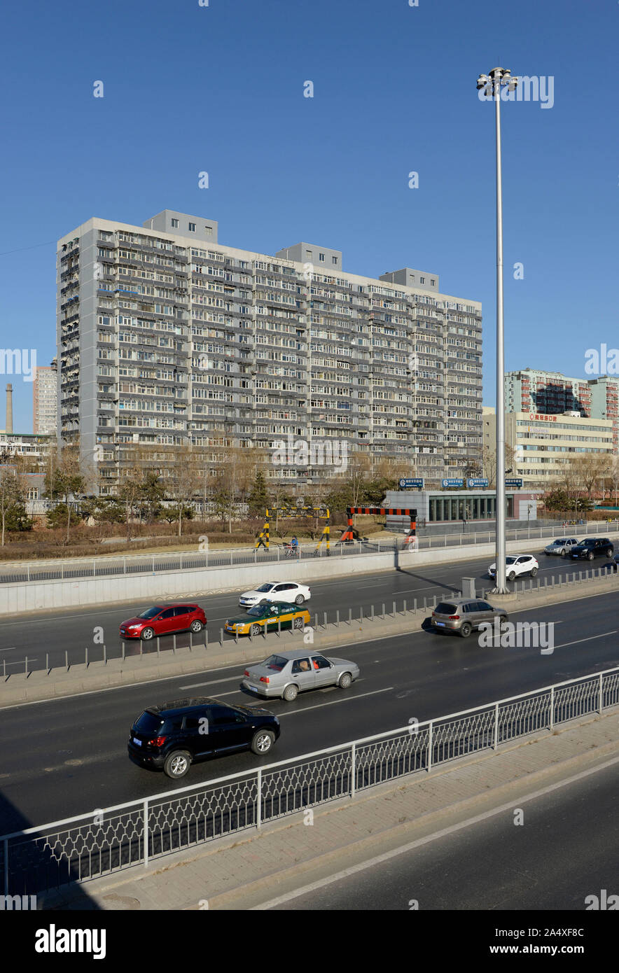 Apartment block by the north second ring road in Beijing, China Stock ...