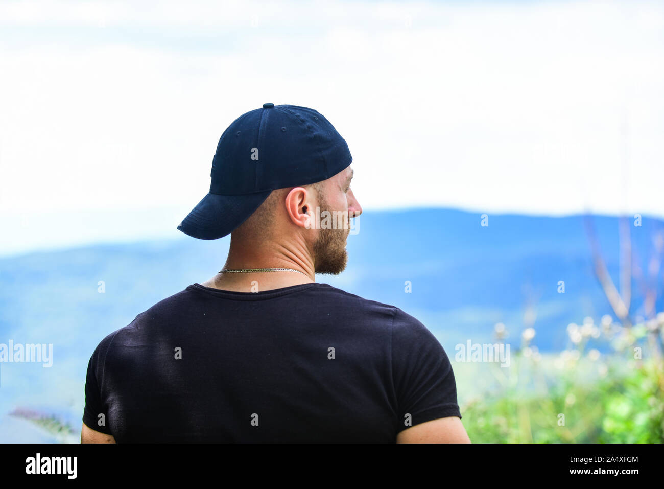 Power of nature. Discover world. Masculinity and male energy. Man ...