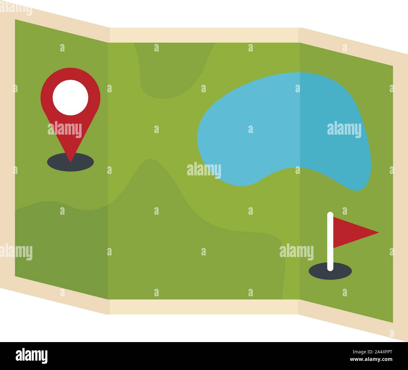 Golf field map icon. Flat illustration of golf field map vector icon ...