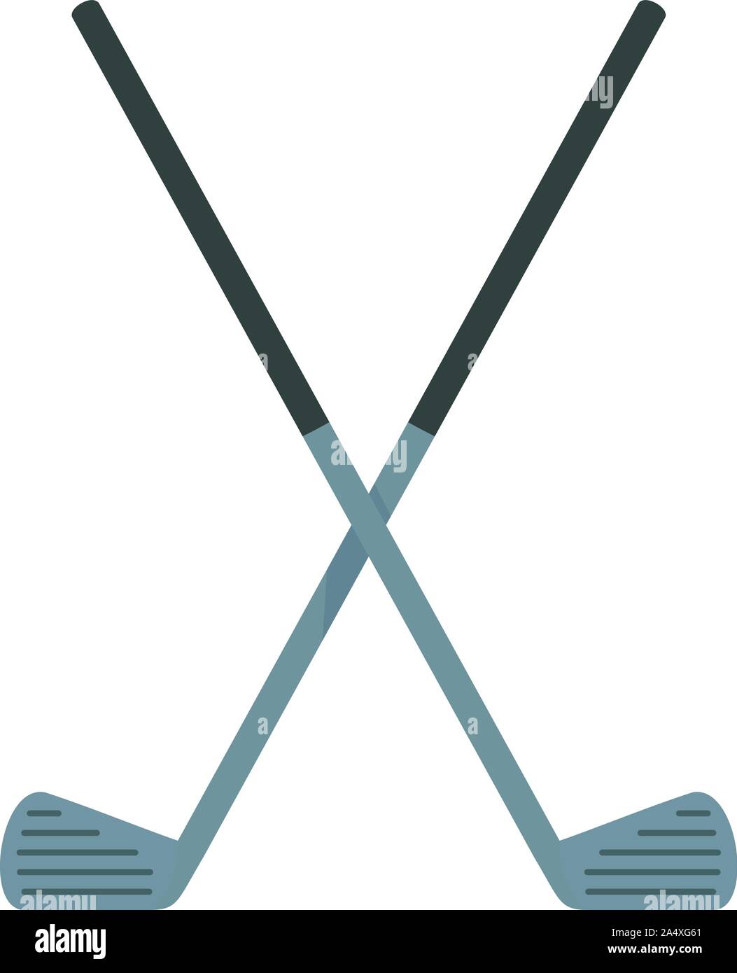 Crossed golf sticks icon. Flat illustration of crossed golf sticks ...