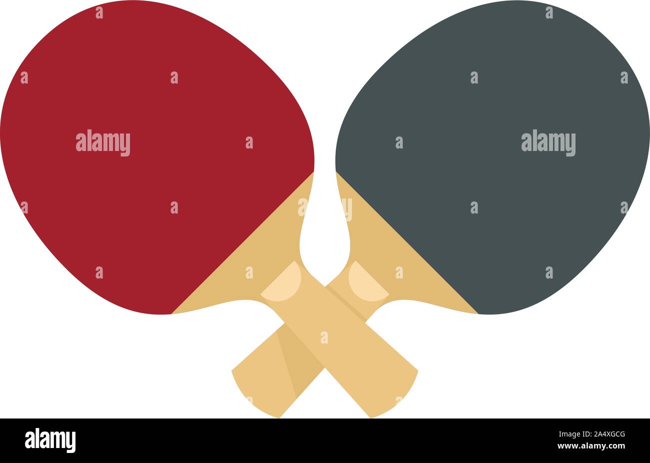 Crossed ping pong paddle icon. Flat illustration of crossed ping pong ...
