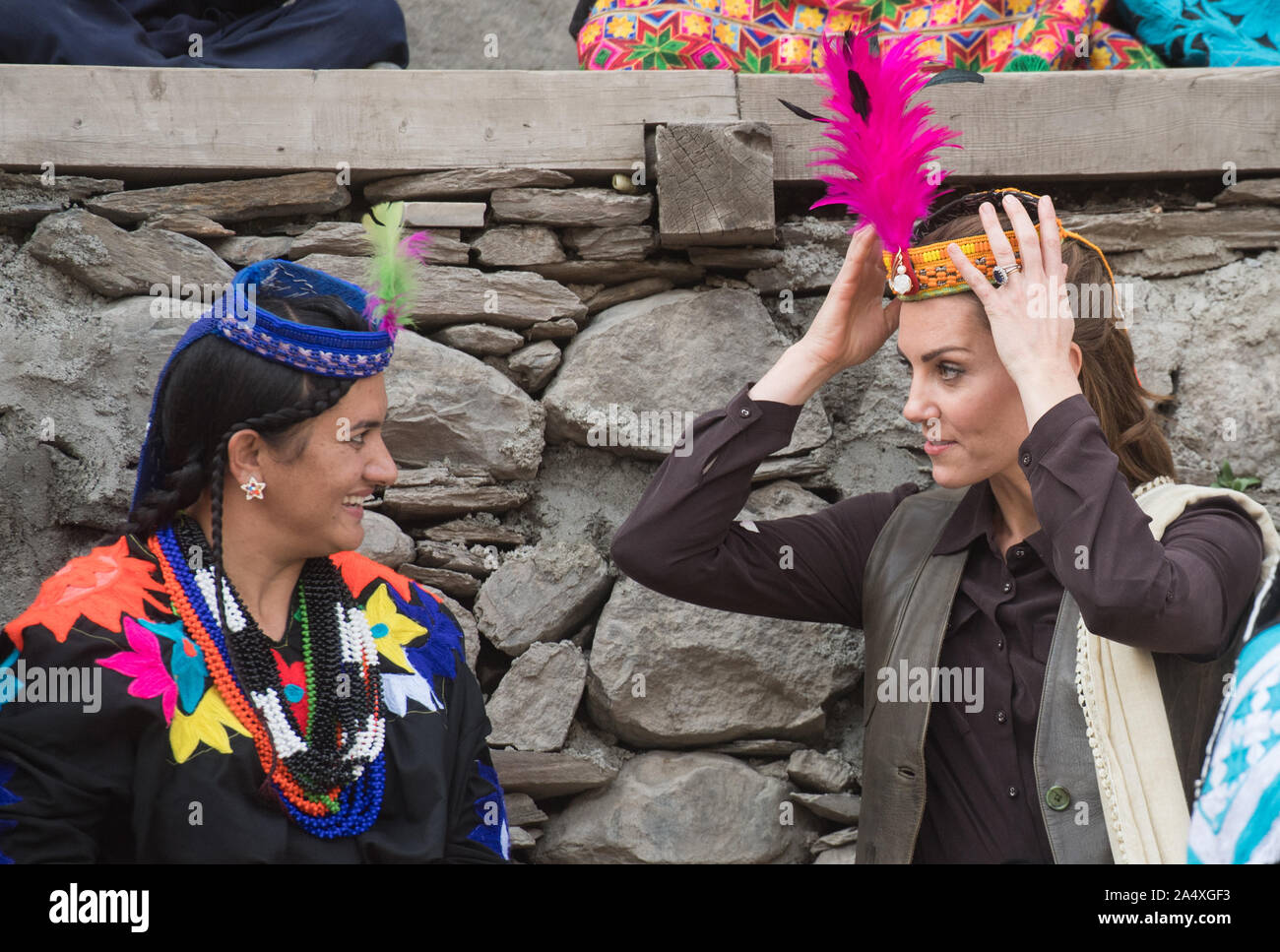 The Duchess of Cambridge during a visit to a settlement of the Kalash ...