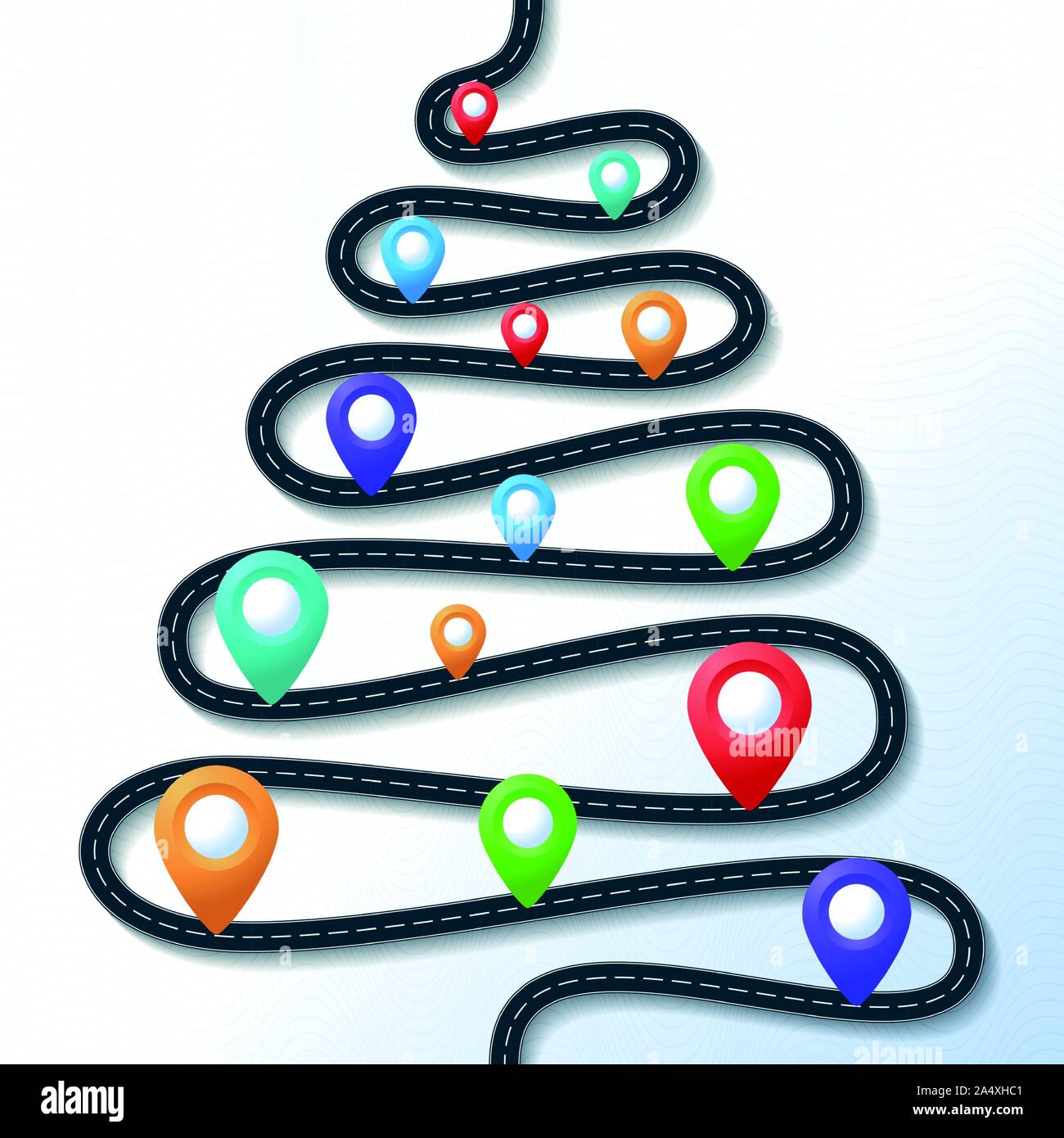 Christmas Card with the road in the shape of Christmas Tree and ...