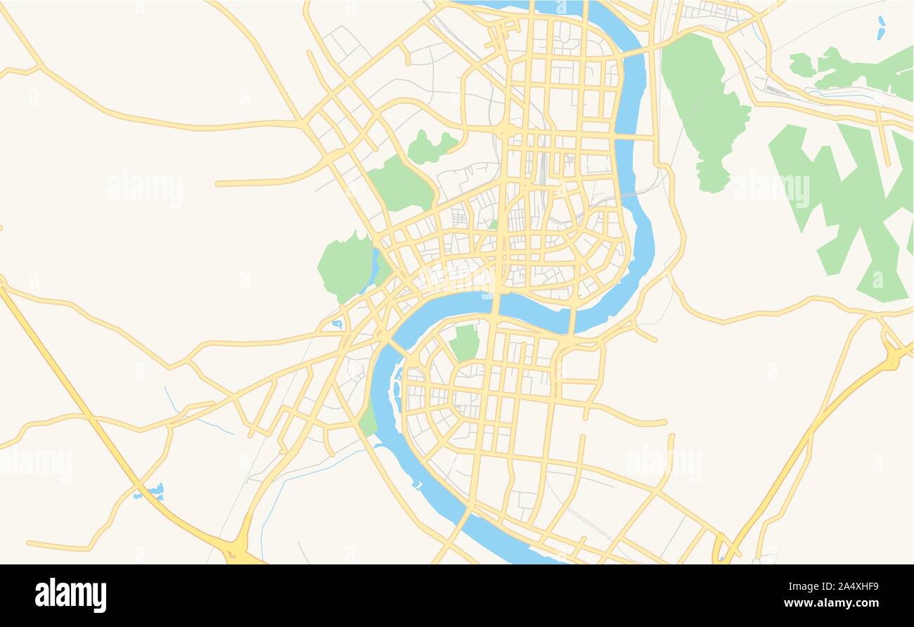 Printable street map of Jilin City, Province Jilin, China. Map template ...