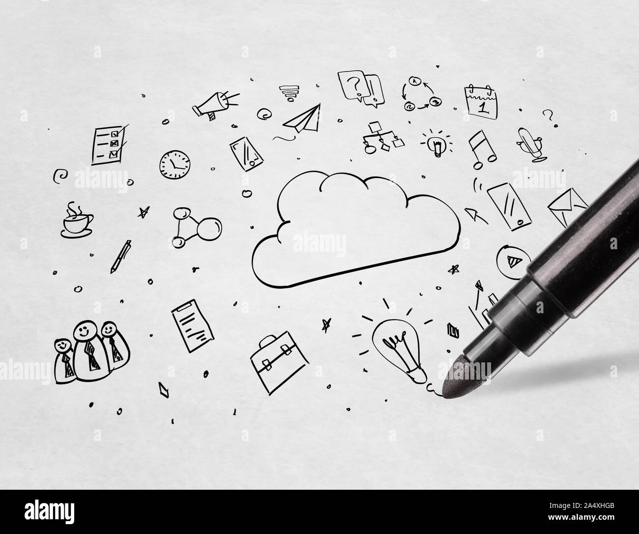 Pencil drawing online task management concept Stock Photo - Alamy