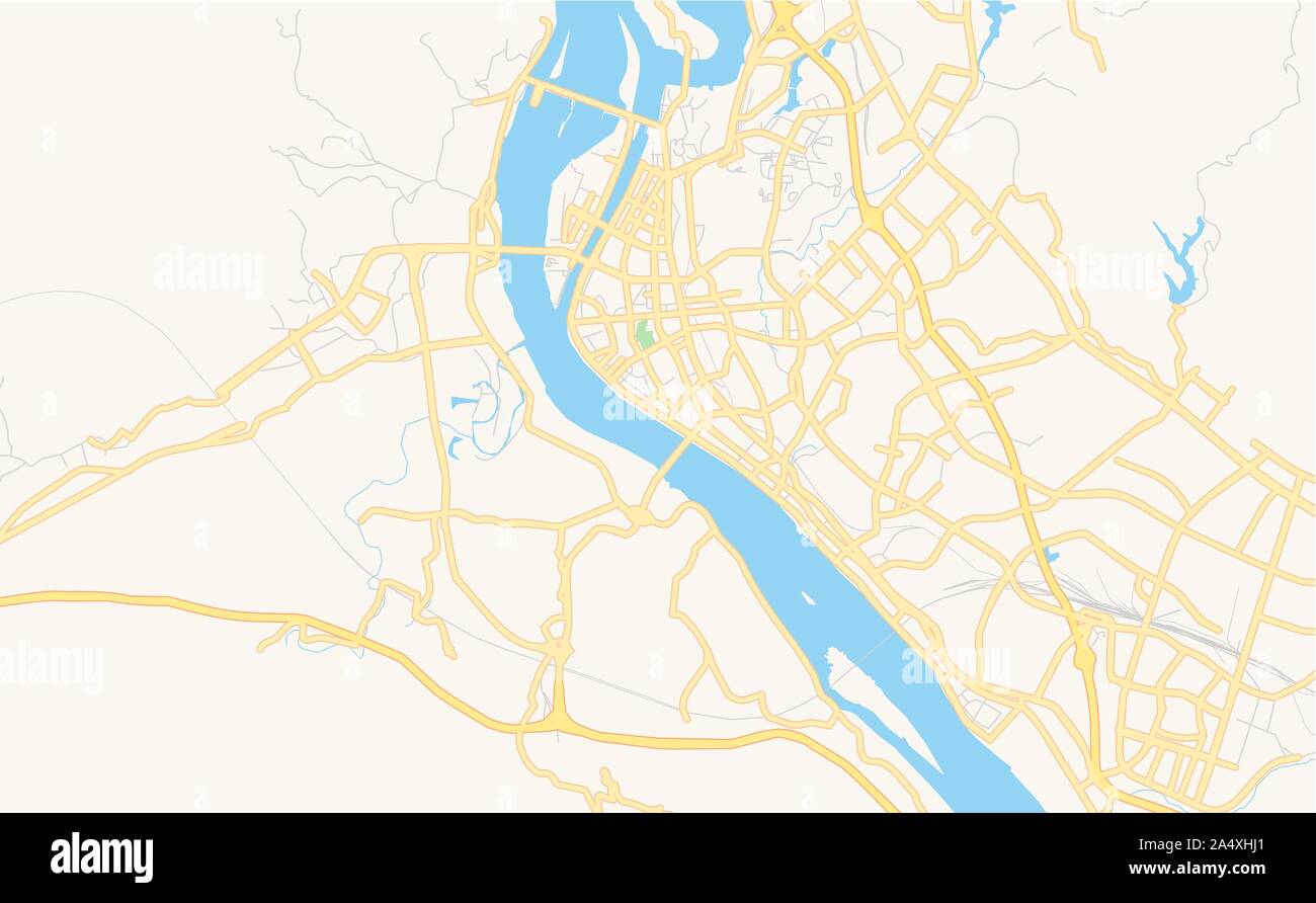 Printable street map of Yichang, Province Hubei, China. Map template ...